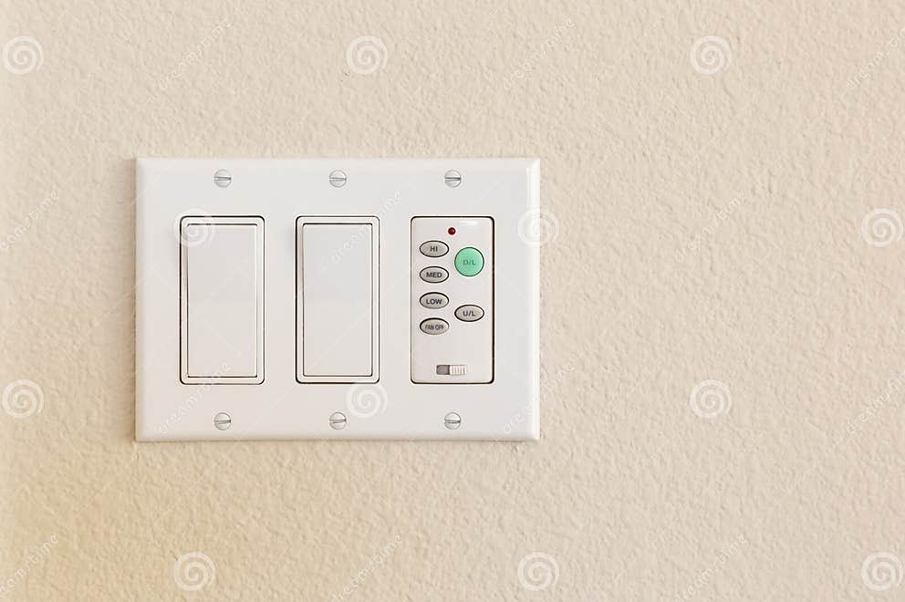 Light Switches and Fan Control on Wall Stock Photo - Image of home ...