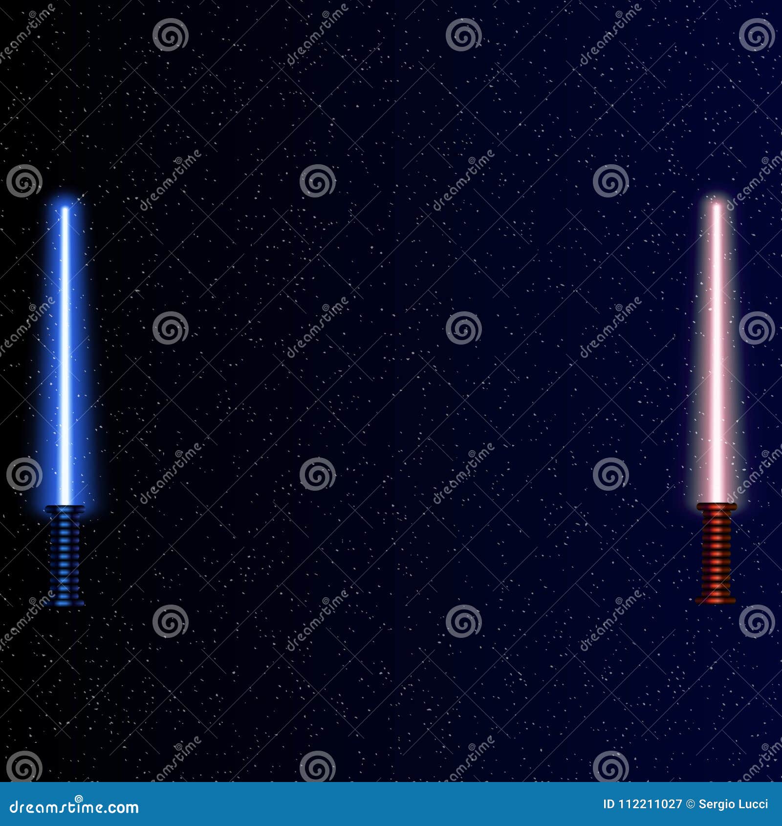 Light Swords On Space Background. Vector Illustration. Lightsaber On ...