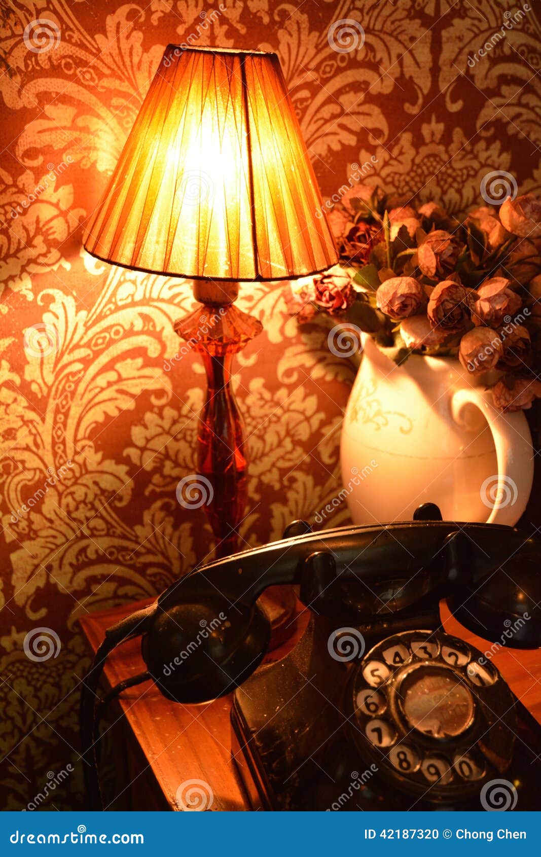 Light and Telephone at Night Stock Photo - Image of tele, ring: 42187320