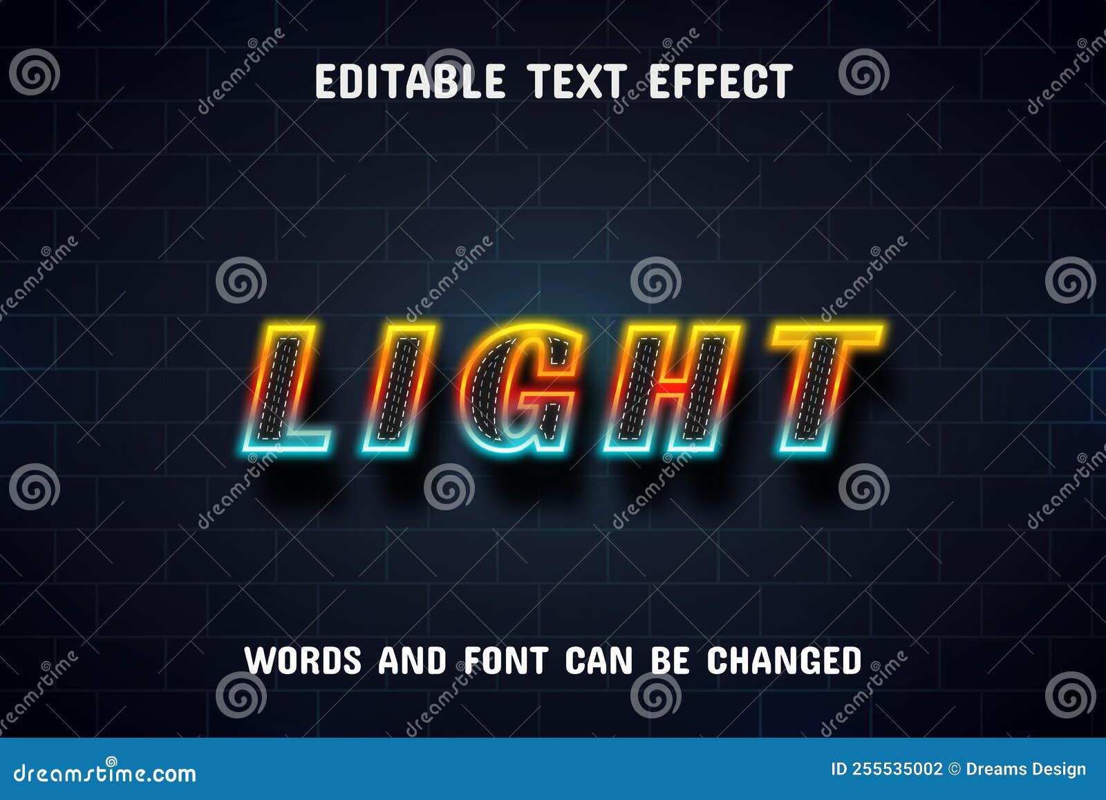 Light Text - Neon Style Text Effect Stock Vector - Illustration of line ...