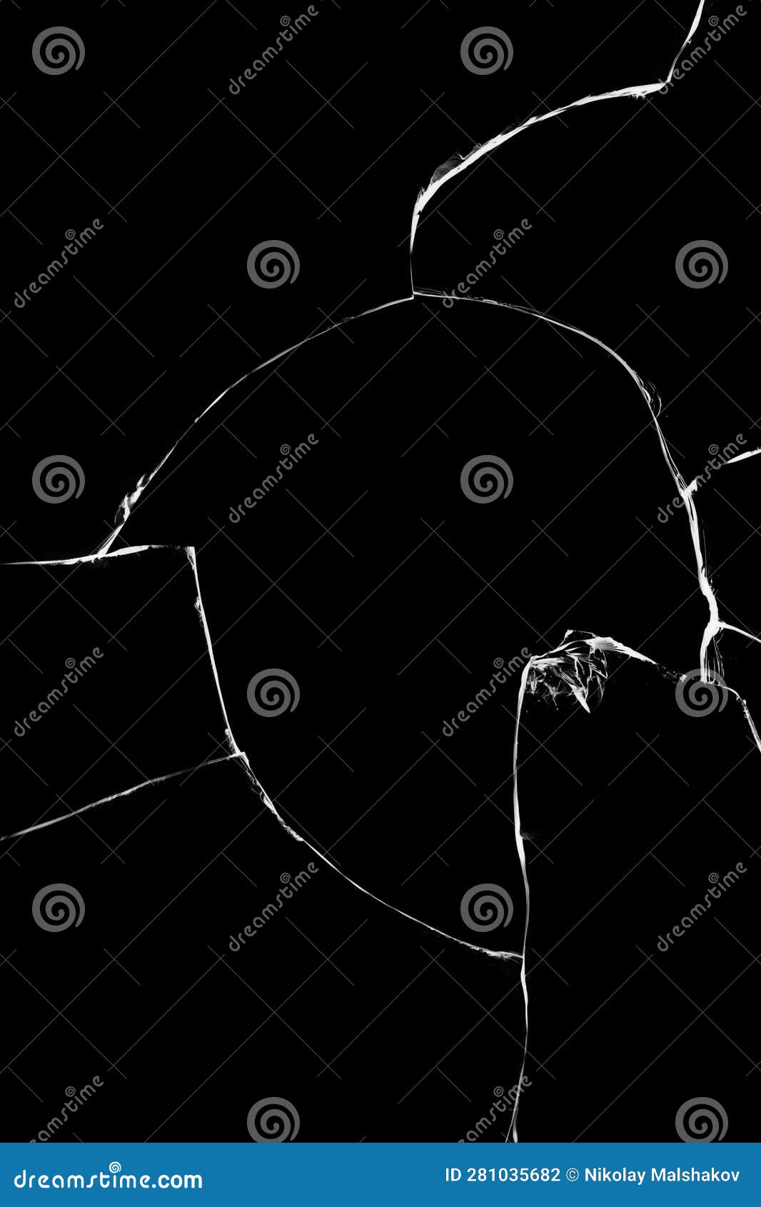 Cracks On Broken Glass From Stone Impact Abstraction Of Broken ...
