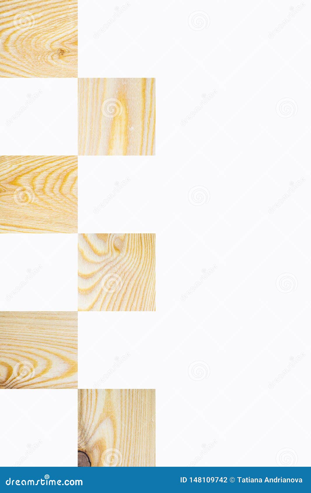 Light Textured Wooden Square Blocks in Chess Board Order on White ...