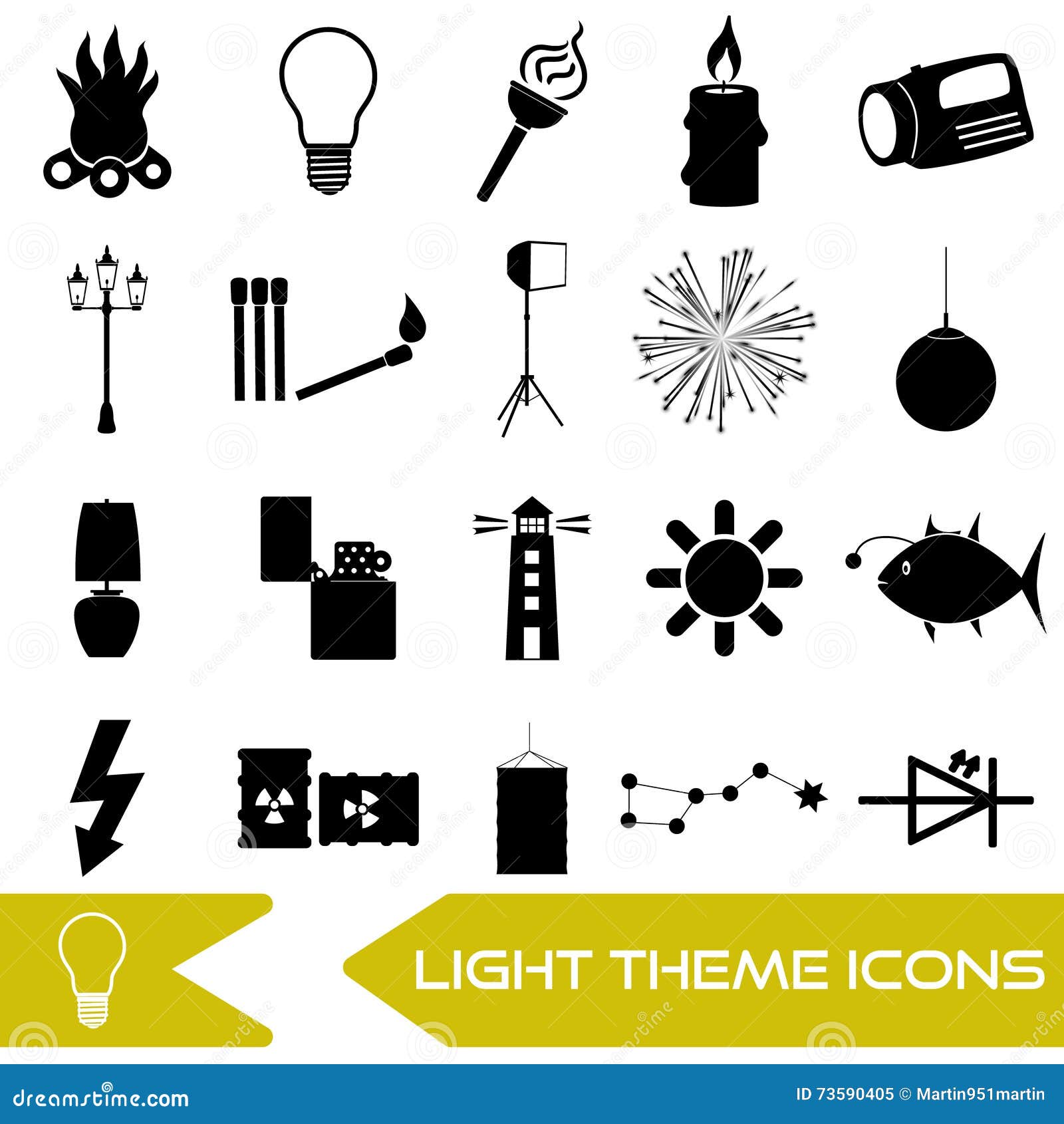 Light Theme Modern Simple Black Icons Light Source Eps10 Stock Vector ...