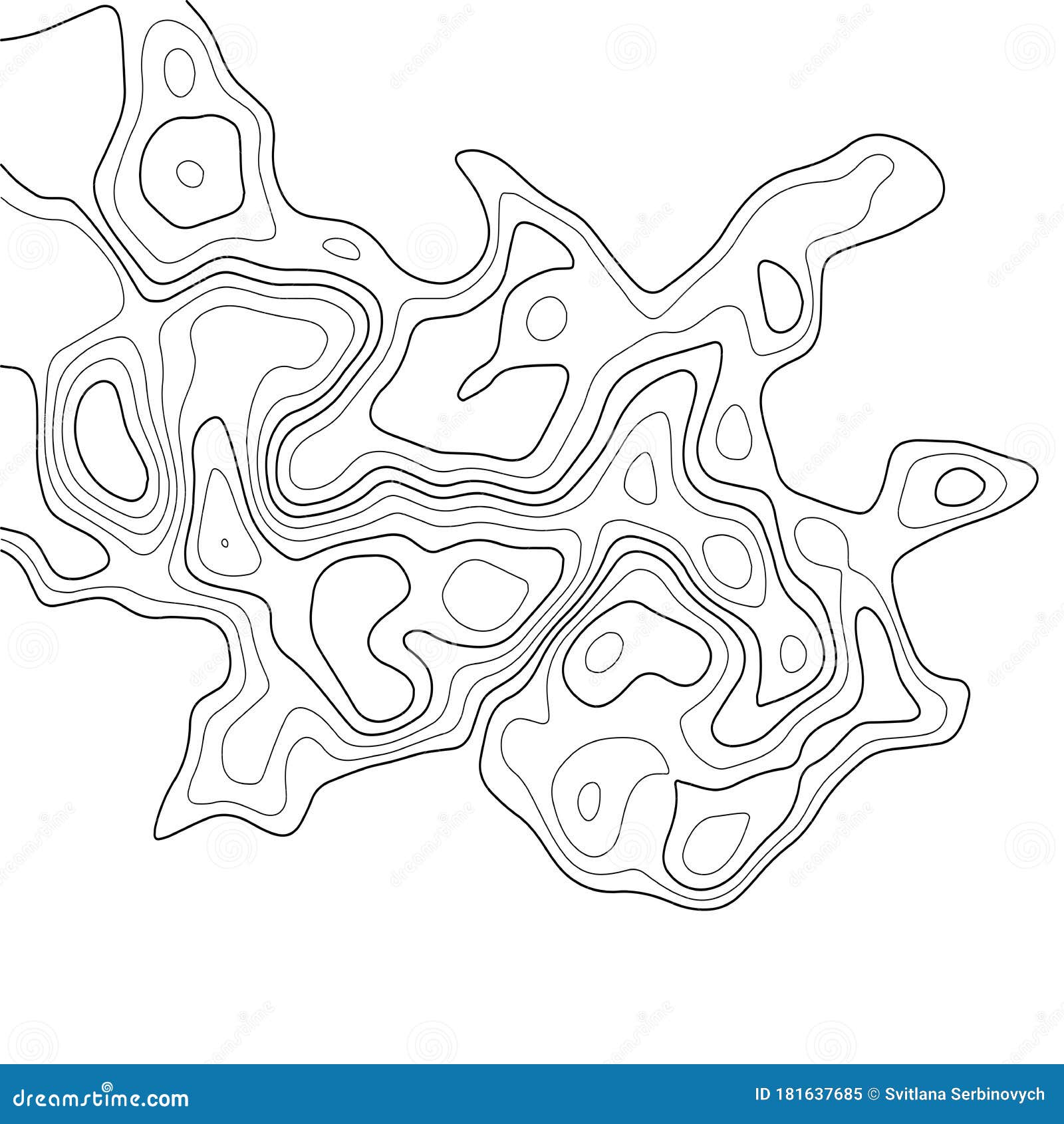Vector Contour Topographic Map. Black Lines on White Background. Stock ...