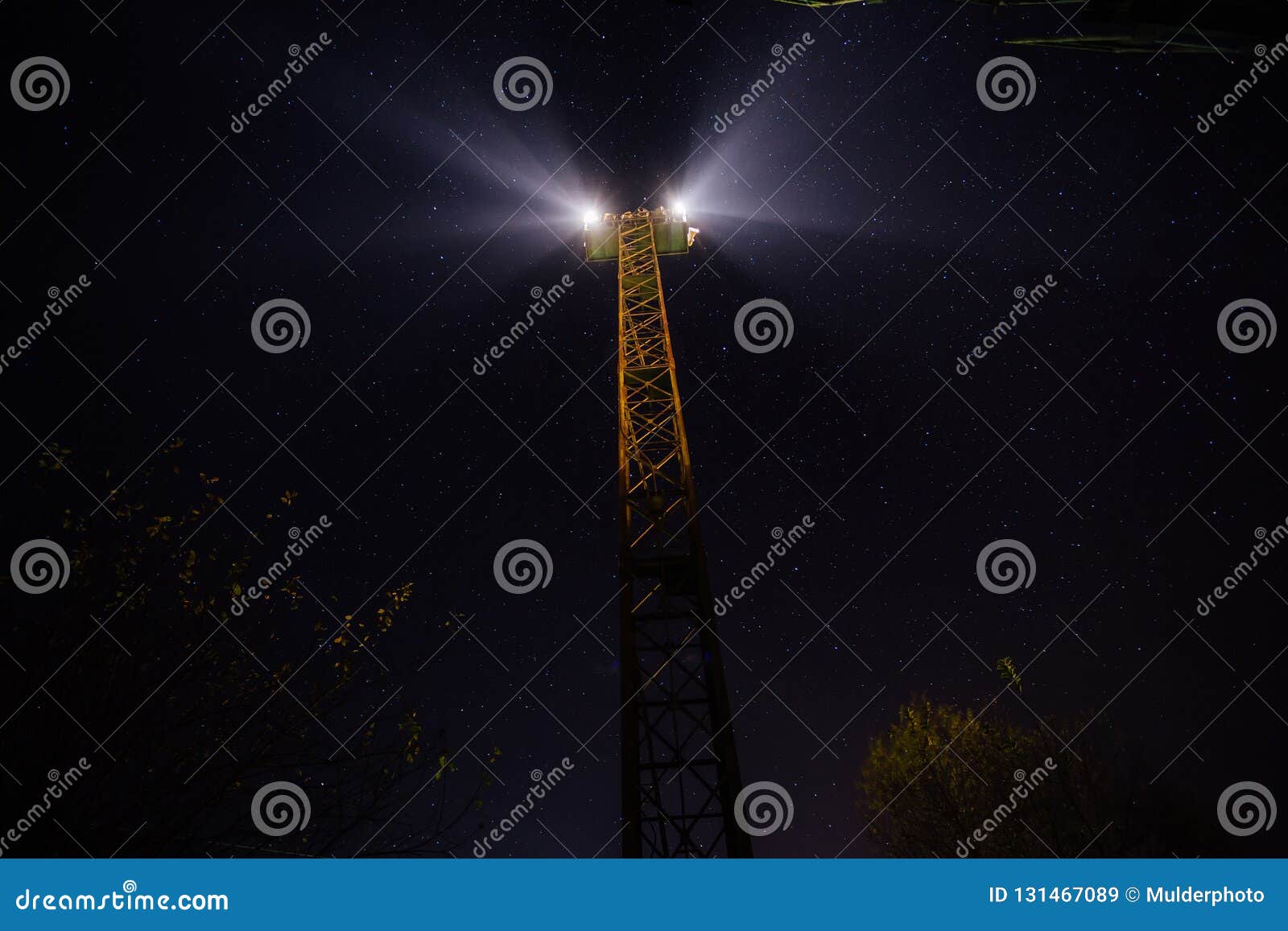 Light Tower in Starry Night Stock Image - Image of stars, lantern ...