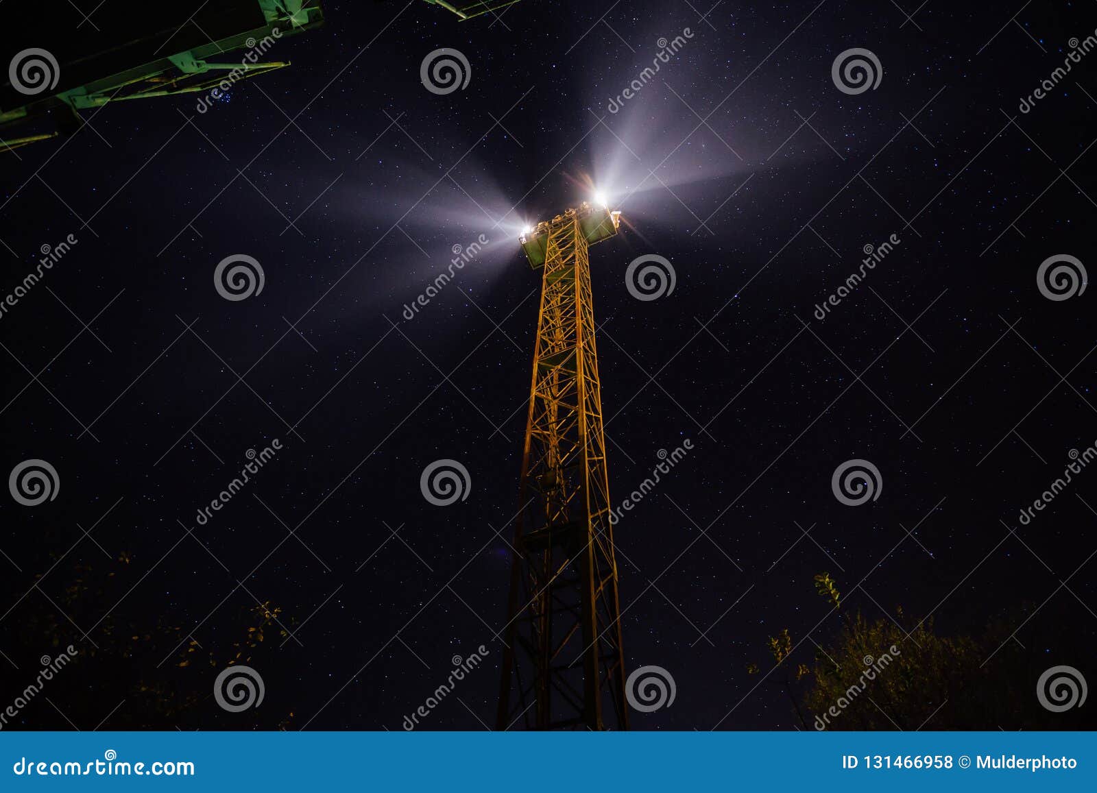 Light Tower in Starry Night Stock Photo - Image of bright, sport: 131466958