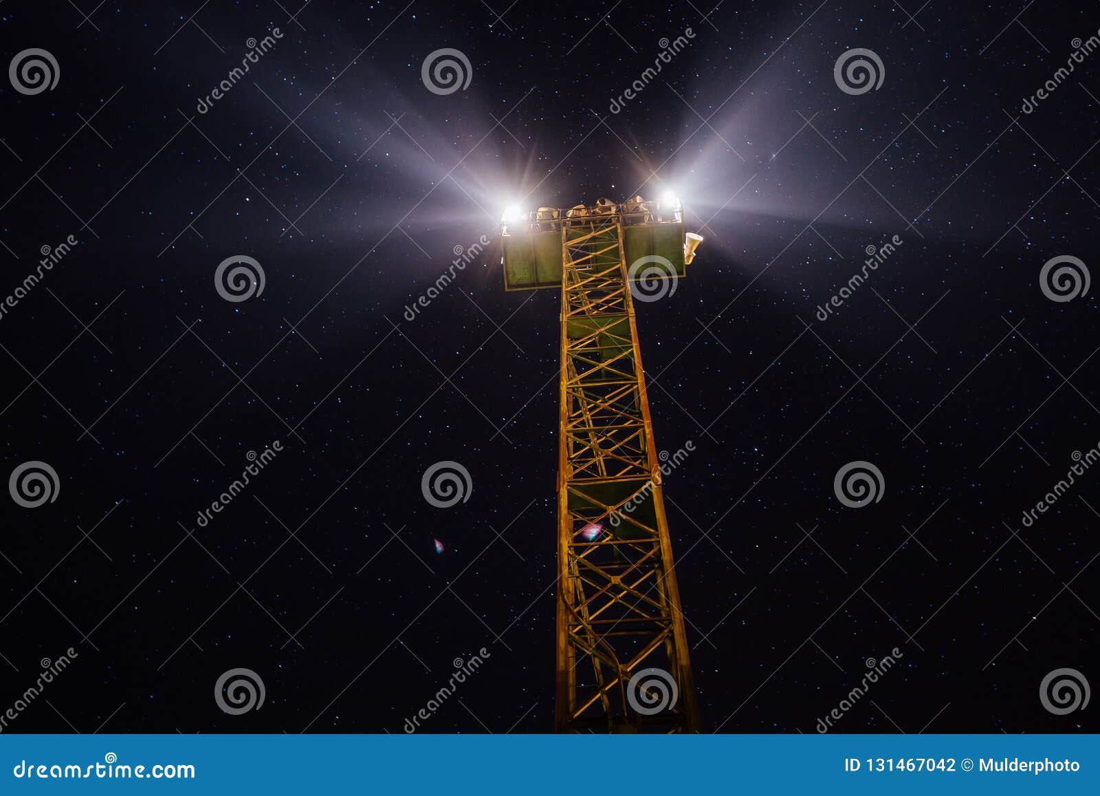 Light Tower in Starry Night Stock Photo - Image of sport, stadium ...