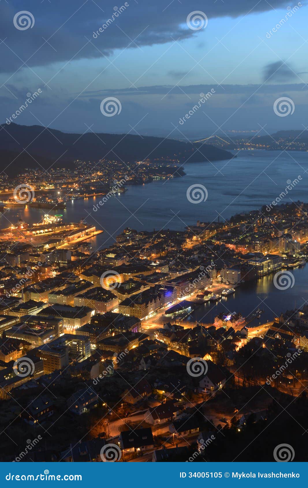 Light Town - Bergen, Norway Stock Image - Image of blue, cities: 34005105