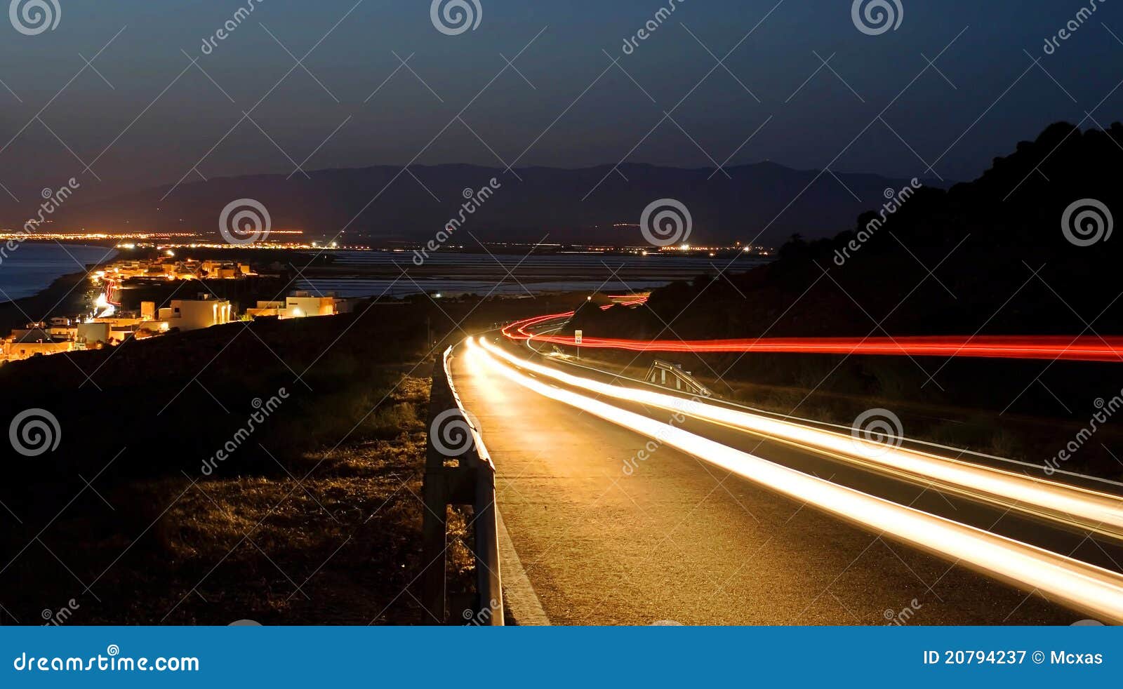 Light tracks at night stock image. Image of drive, ocean - 20794237