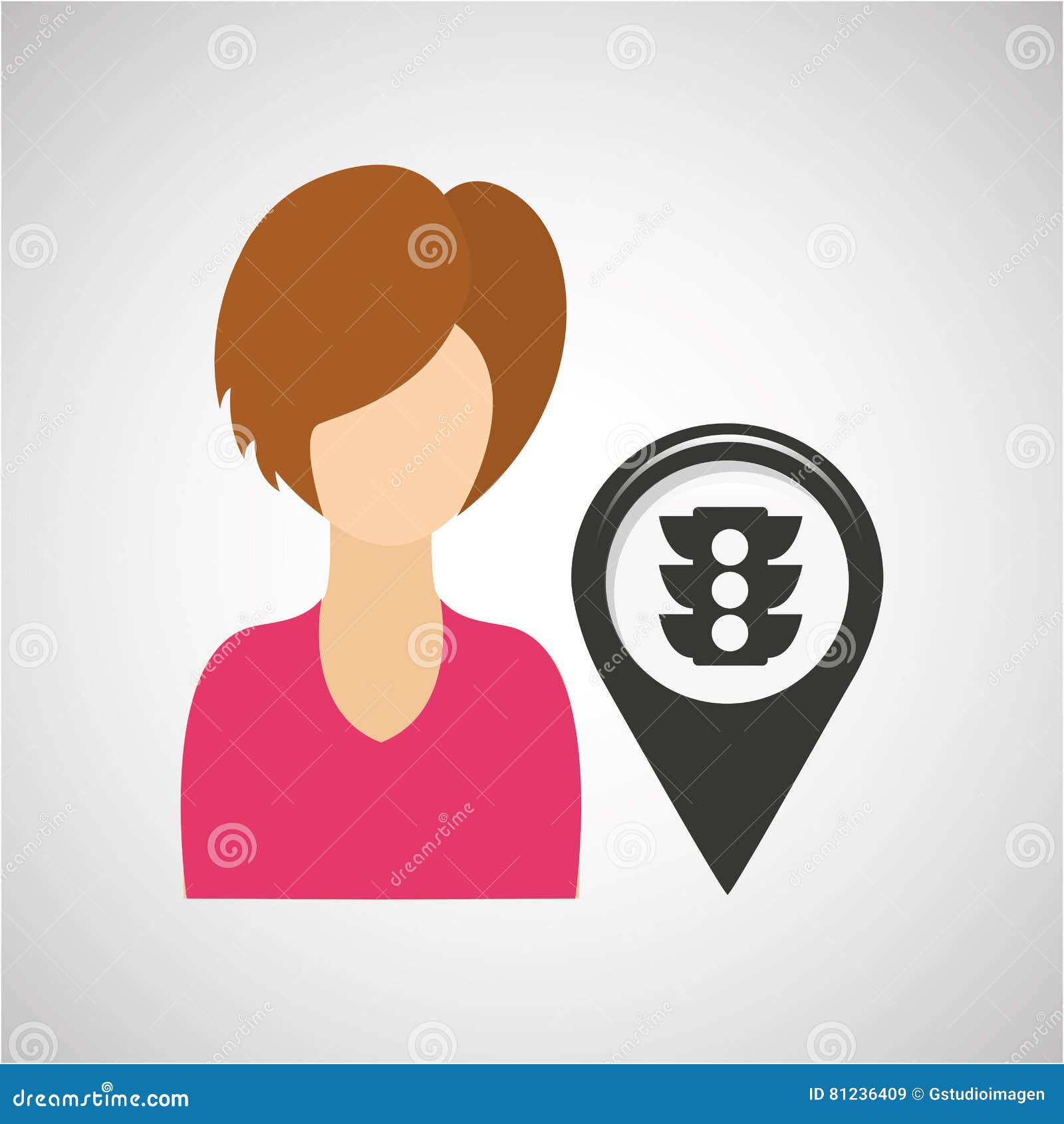 Light Traffic Pointer Map Girl Design Icon Stock Vector - Illustration ...