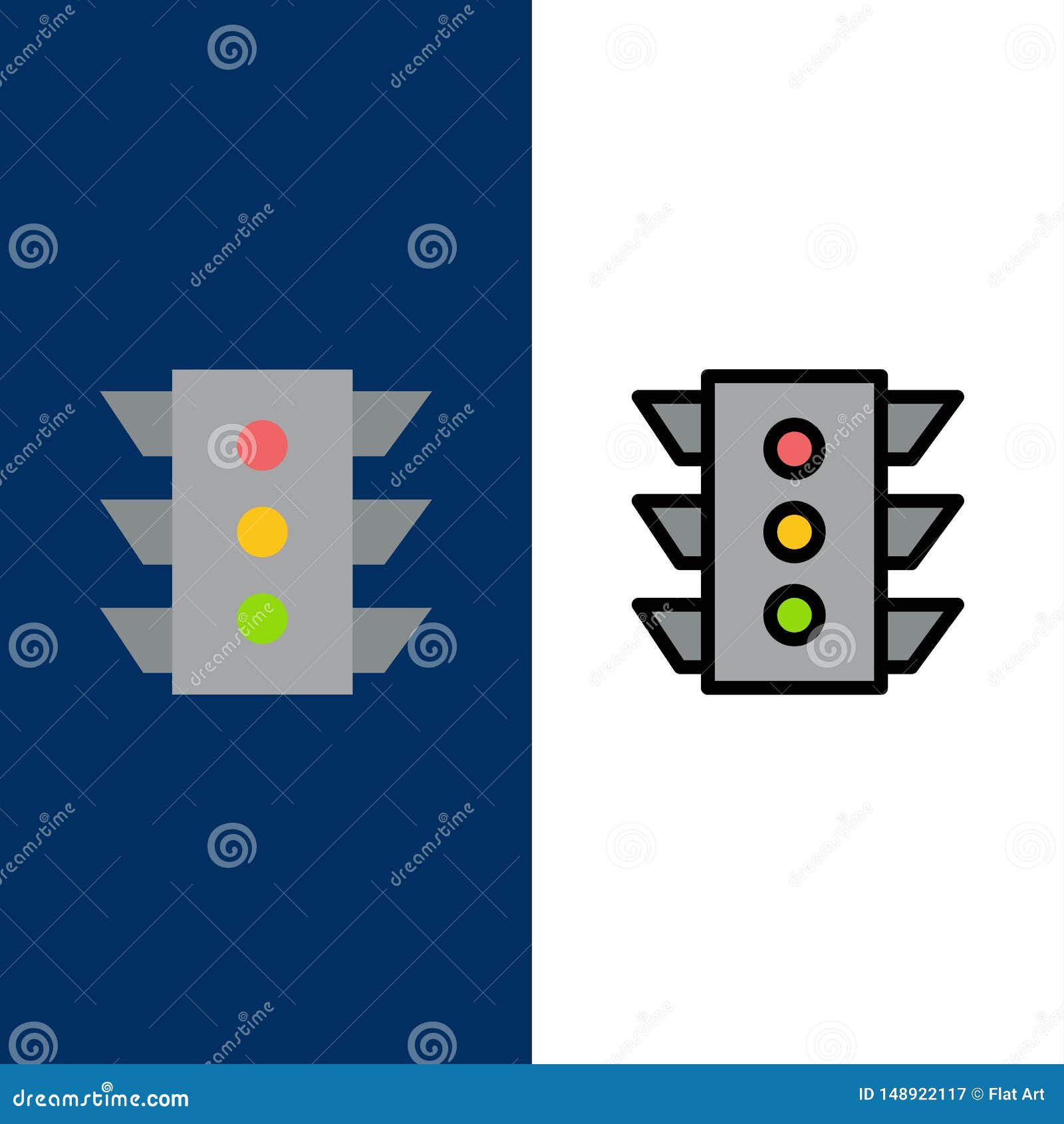 Light Traffic Signal Navigation Rule Icons Flat And Line Filled Icon Set Vector Blue 8698