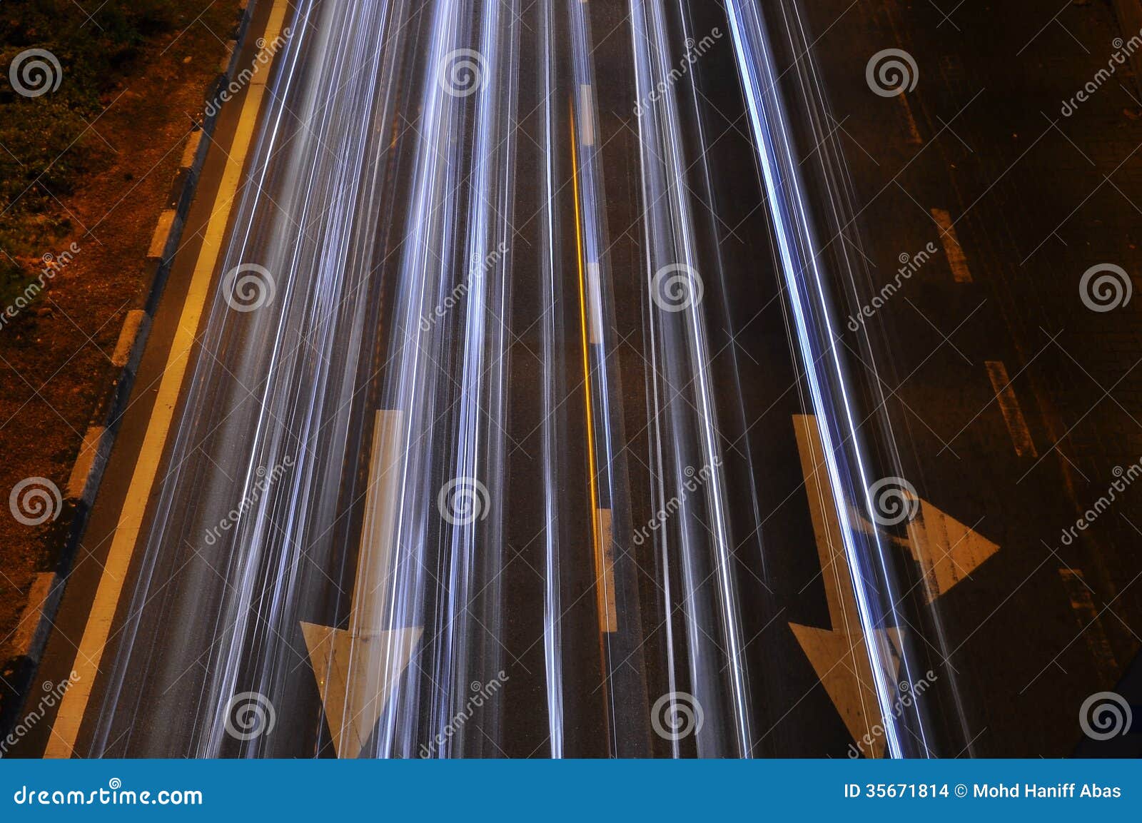 Light Trail on the Road with Arrow Stock Photo - Image of automobile ...