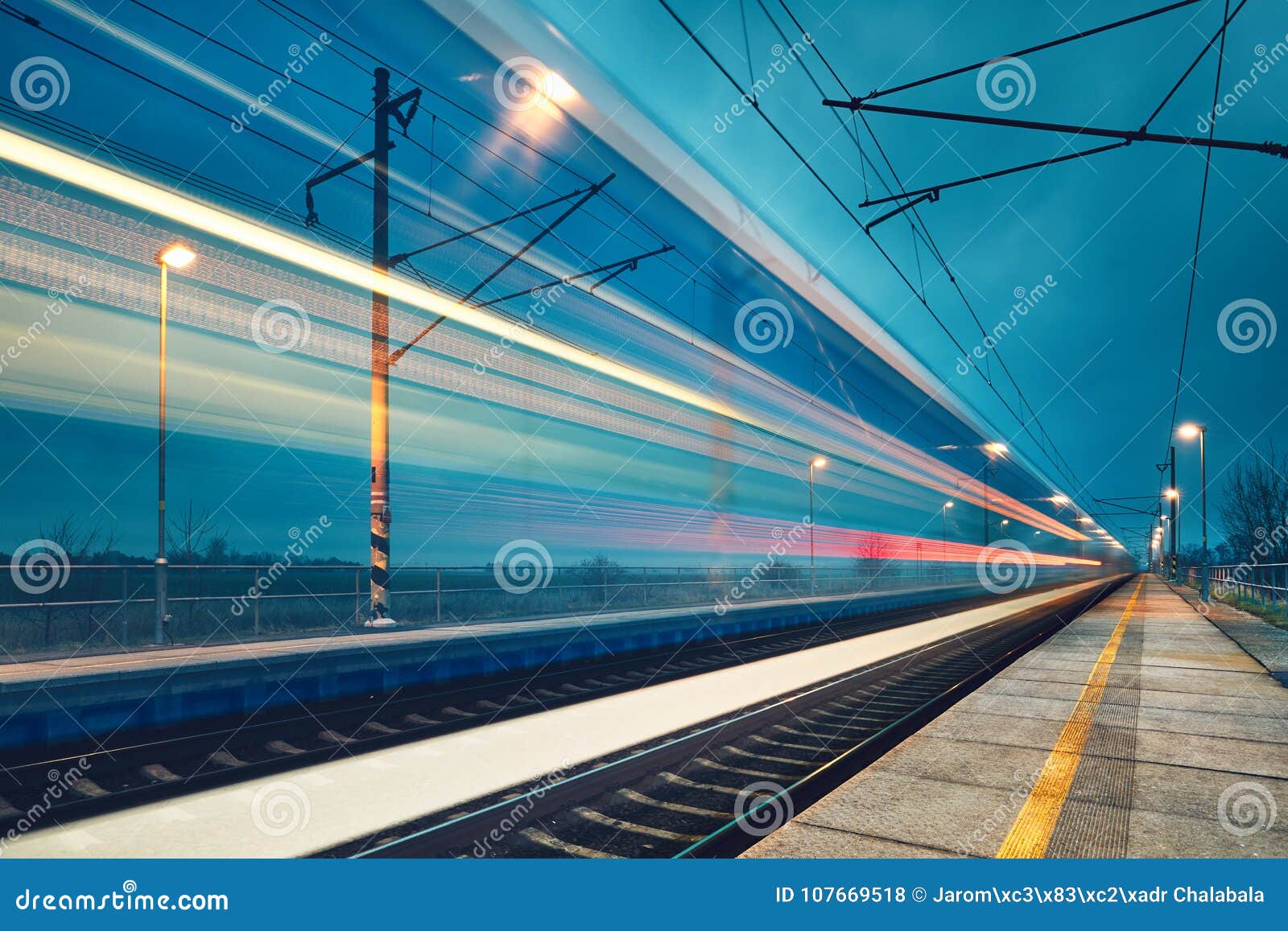 Light trail of the train stock photo. Image of high - 107669518