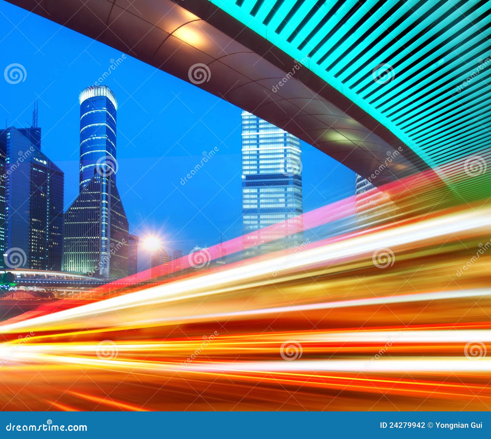 Light trails stock photo. Image of building, light, road - 24279942