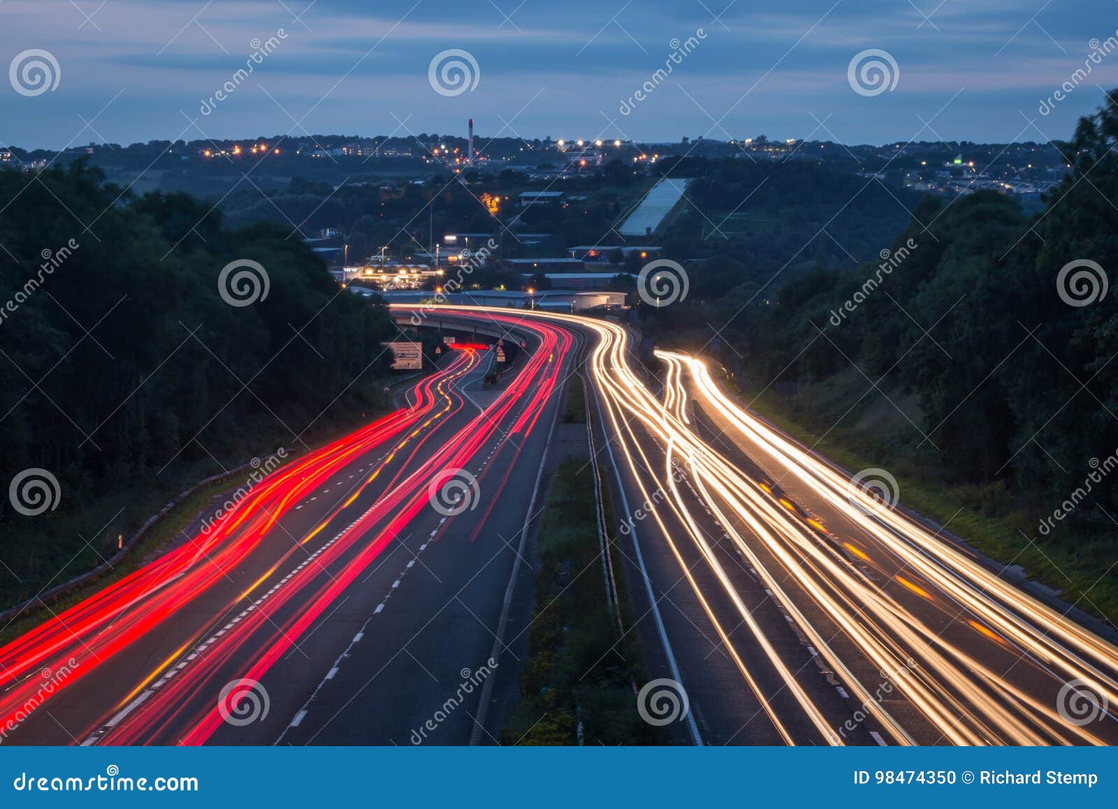 Light Trails on Carriage Way Stock Photo - Image of abstract, long ...