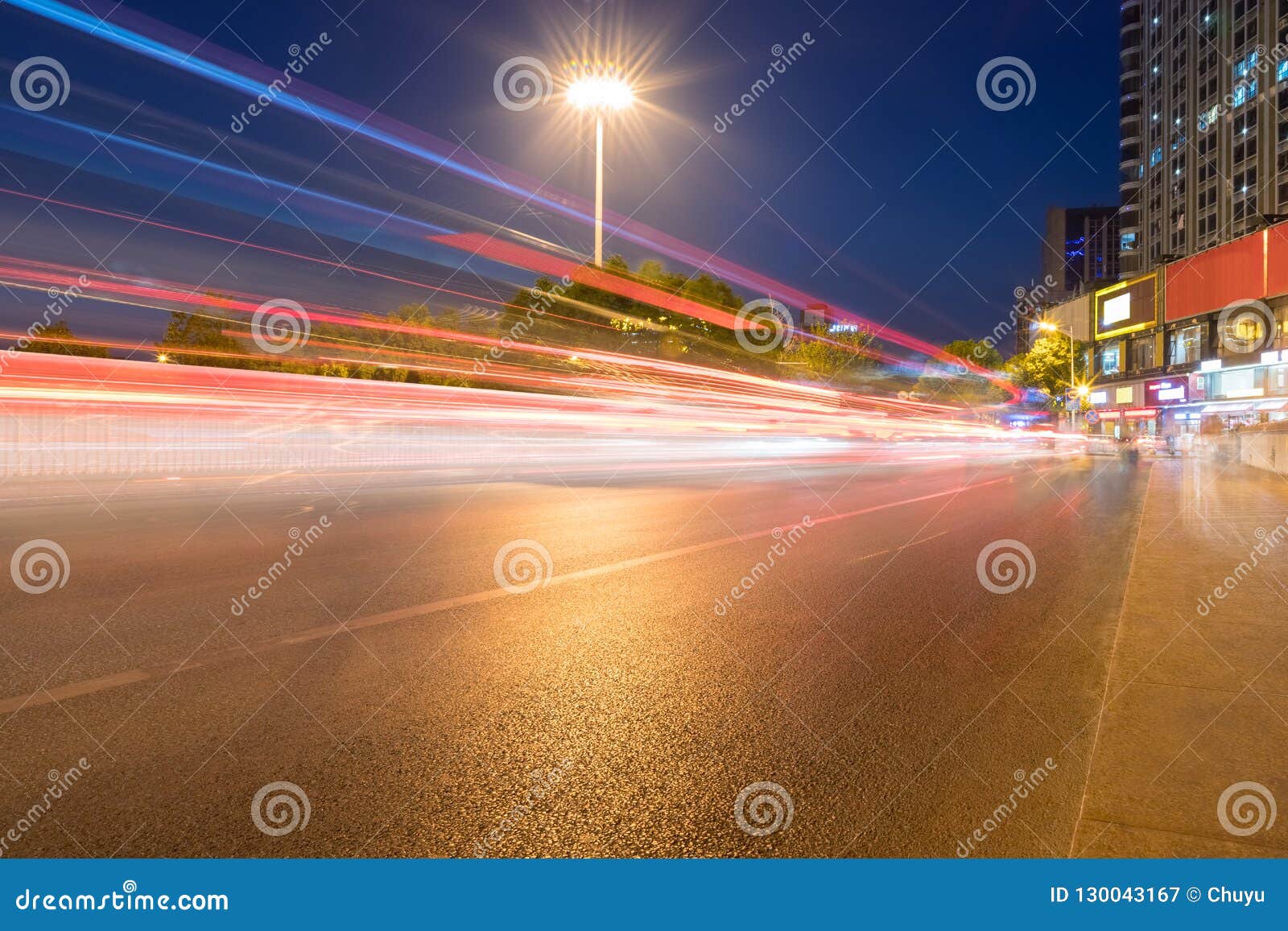 Light Trails on City Street Stock Image - Image of scene, background ...