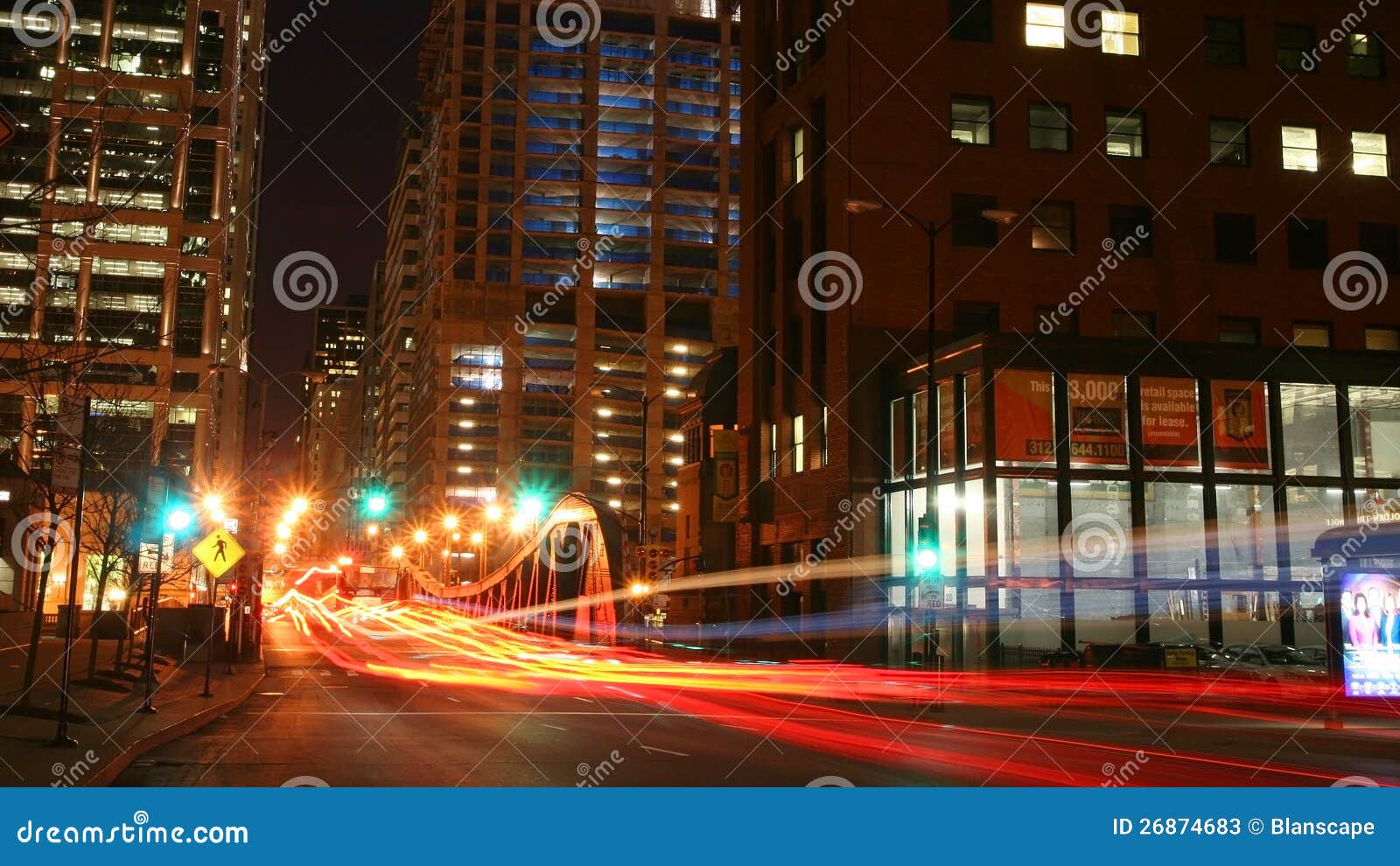 Light Trails on Clark Street at Night in Chicago Editorial Stock Photo ...