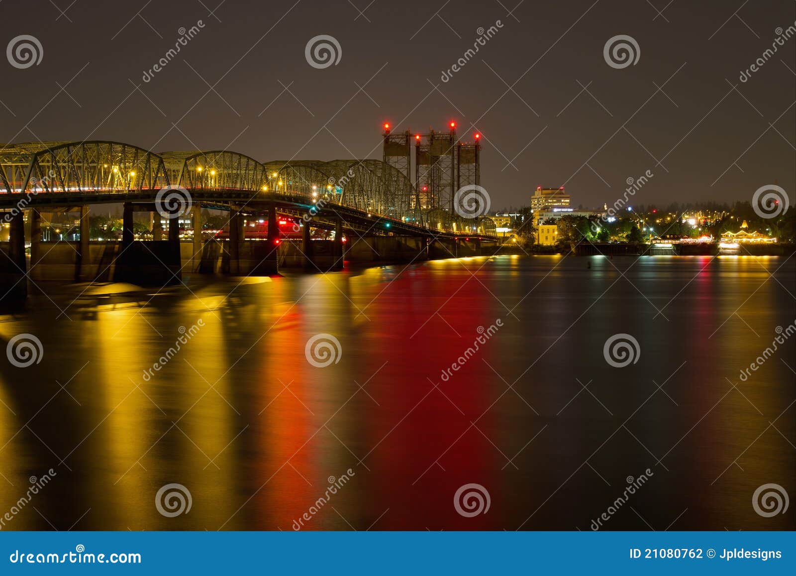Light Trails on Columbia River Crossing Bridge Stock Photo - Image of ...