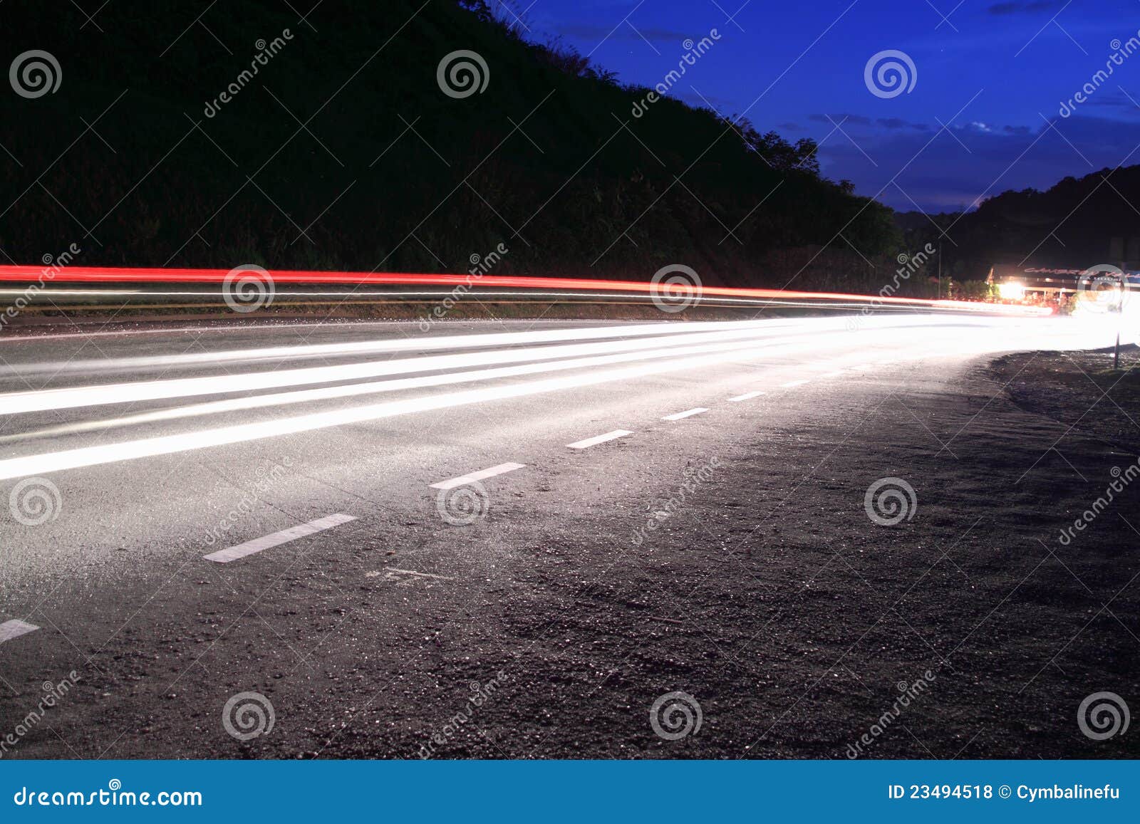 Light Trails on Country Streets Stock Photo - Image of glow, distance ...
