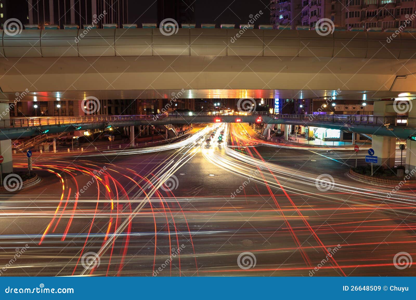 Light Trails on the Crossroads Stock Image - Image of movement, driving ...