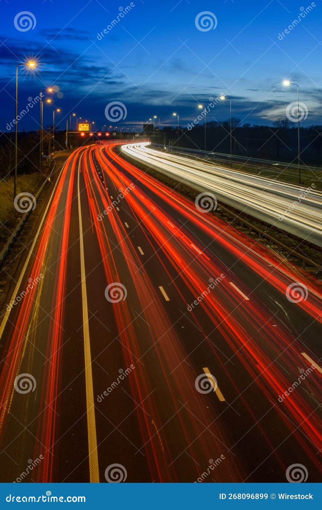 Light Trails from Fast Moving Traffic on M42 Motorway at Night. Stock ...
