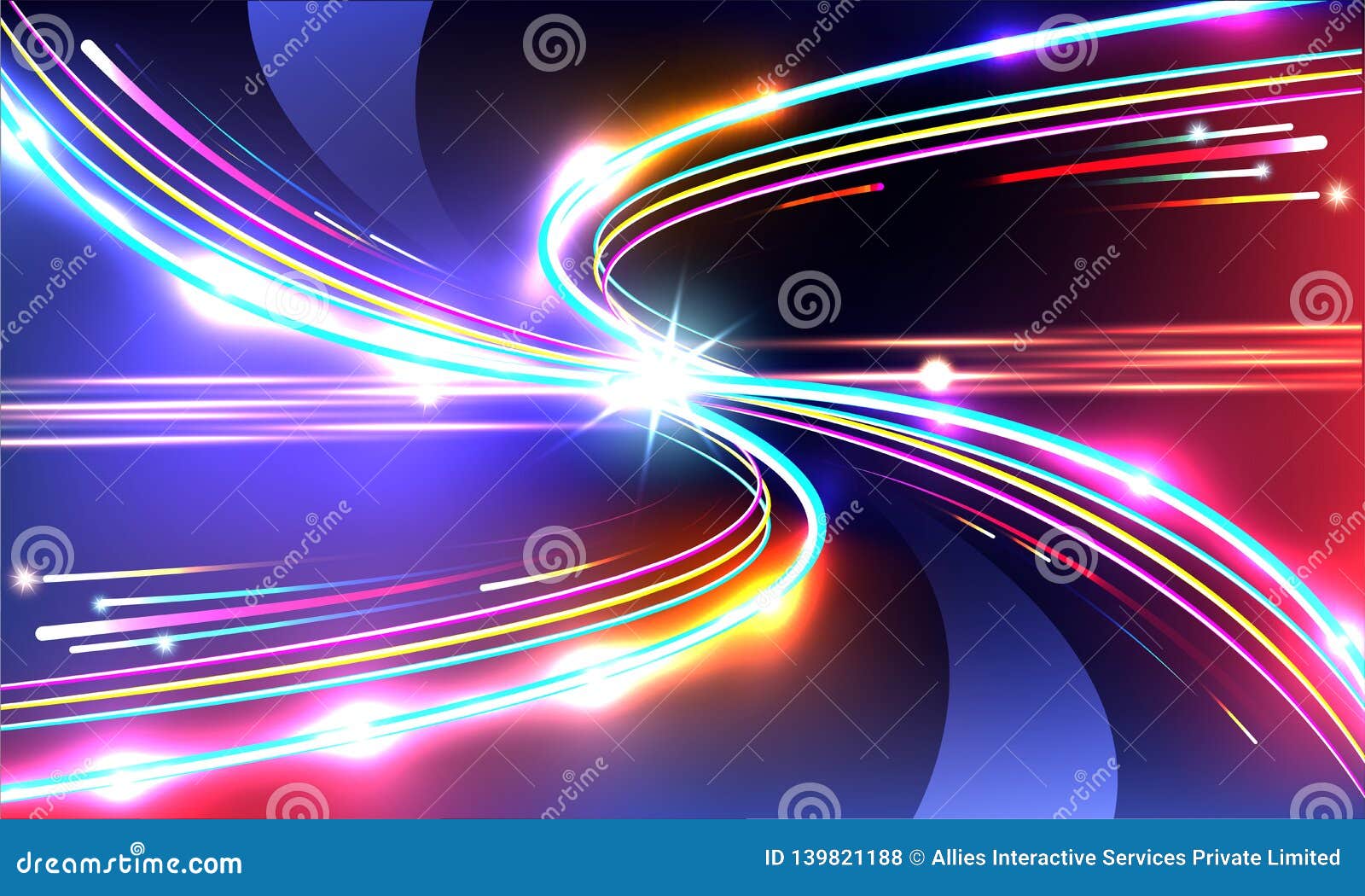 Light Trails Fiber Optics Technology Concept, Colorful Acceleration of ...
