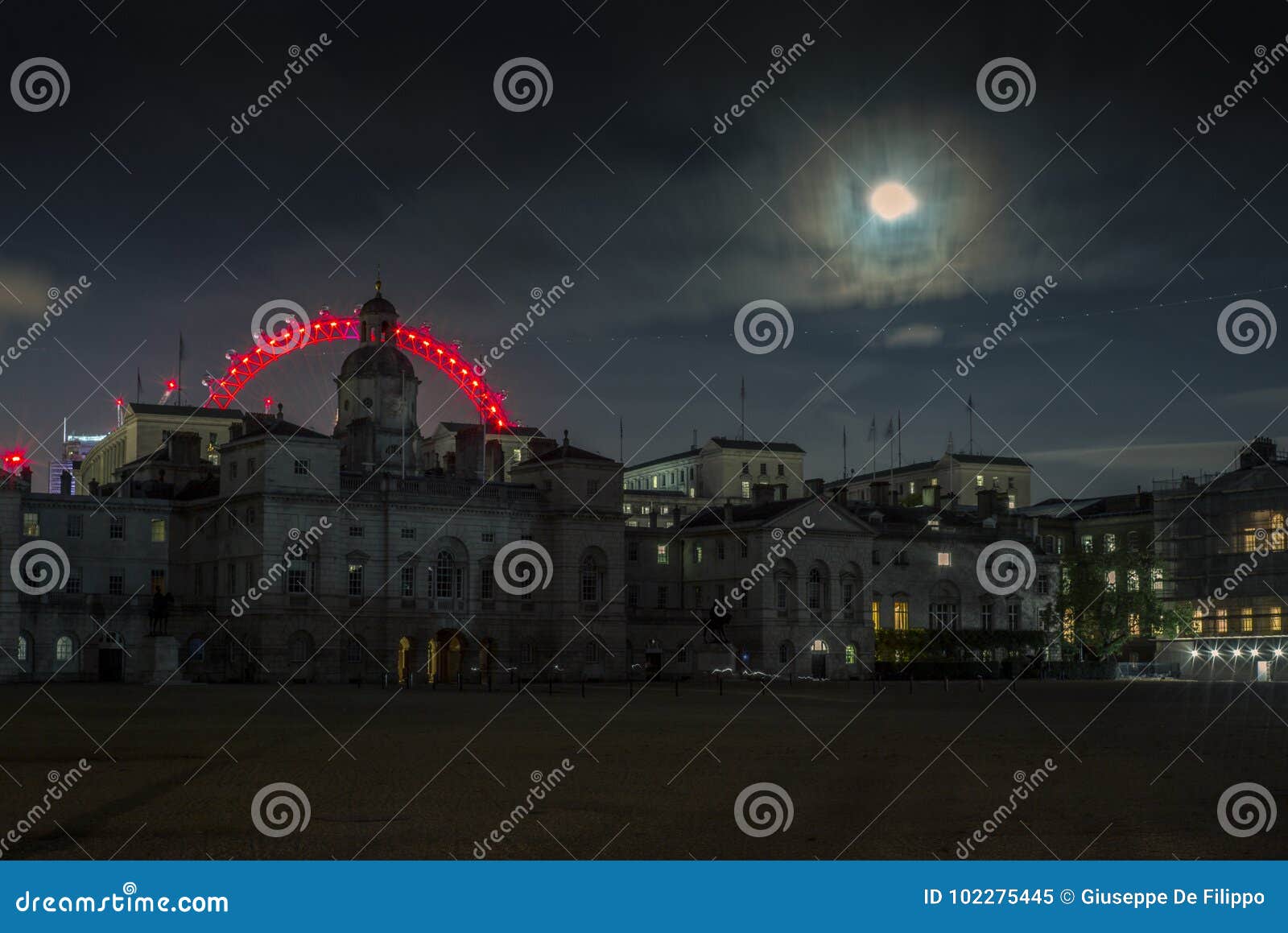 Light Trails and the Full Moon in London at Night -3 Stock Image ...