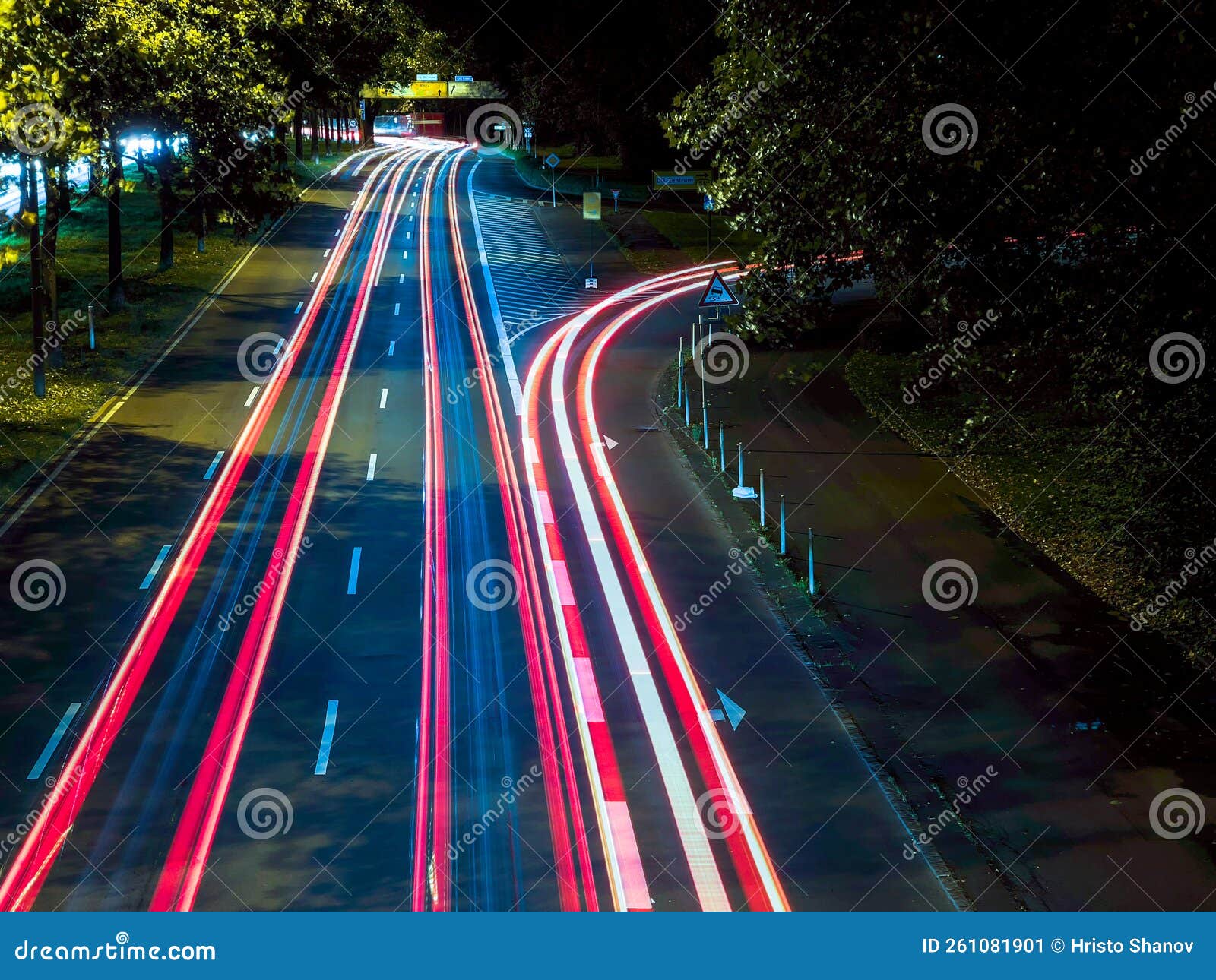 Light Trails Left from Traffic on Motorway Stock Image - Image of lane ...