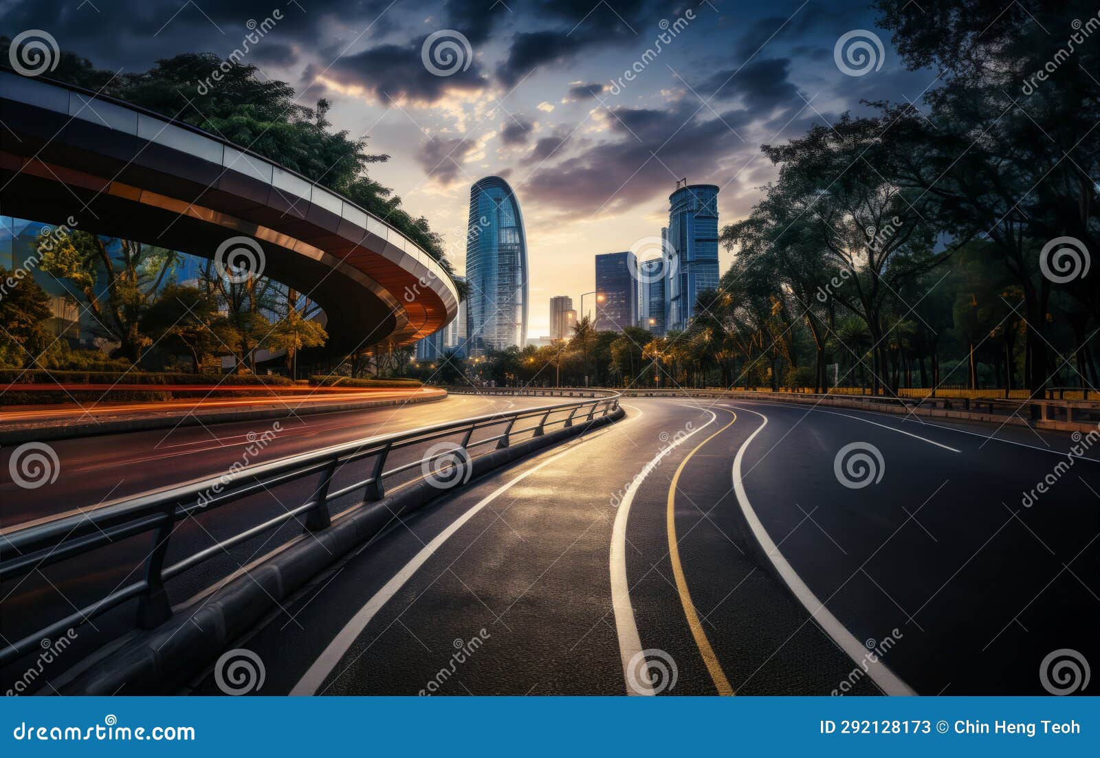 The Light Trails on the Modern Building Background Stock Image - Image ...