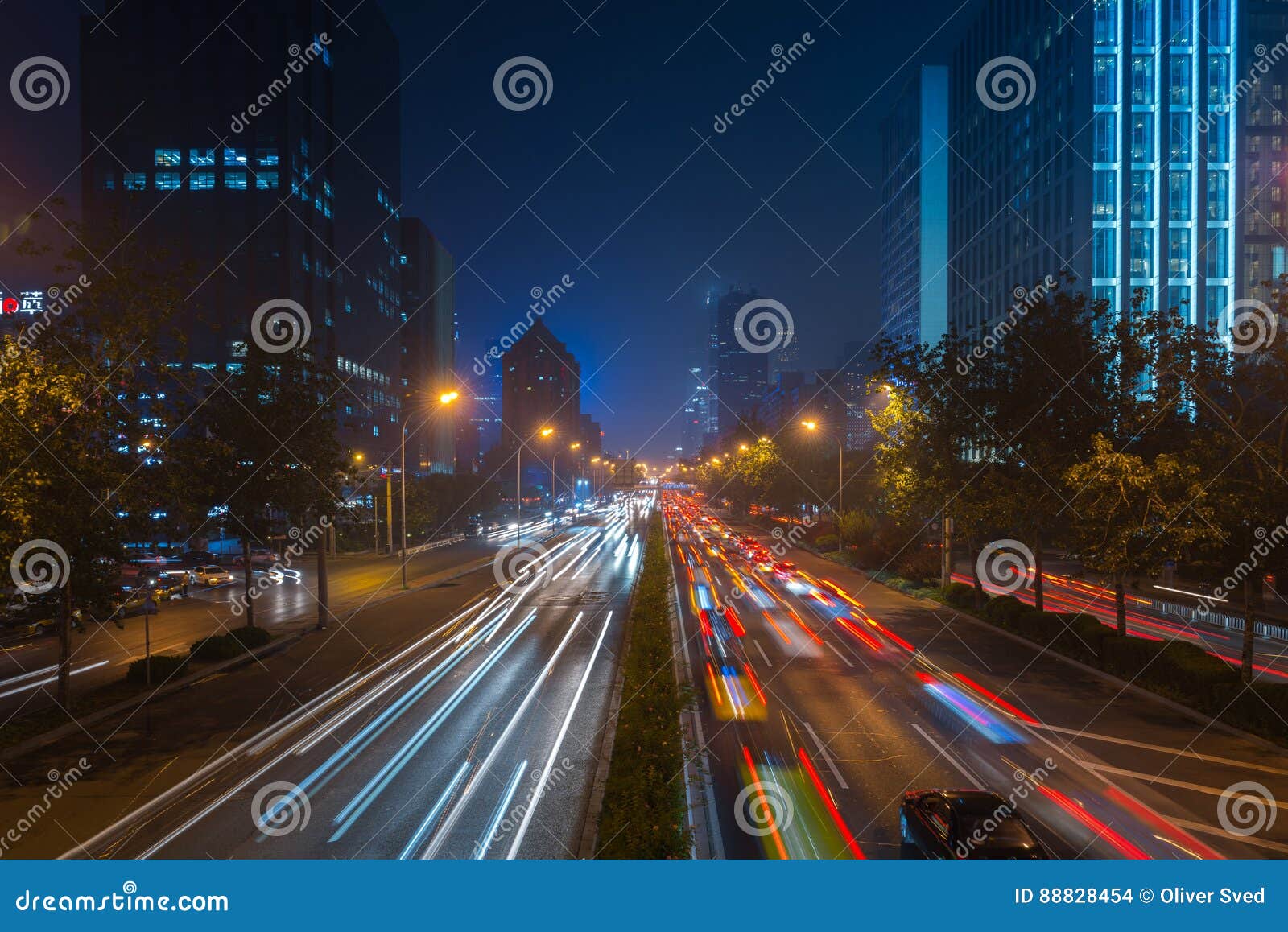 Light Trails on Motorway Highway at Night Editorial Stock Image - Image ...