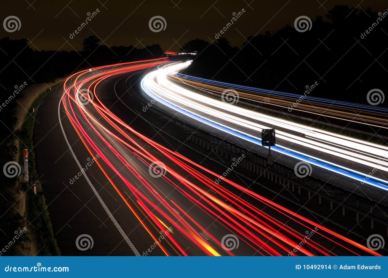 Light Trails on a Motorway at Night Stock Photo - Image of blur, drive ...