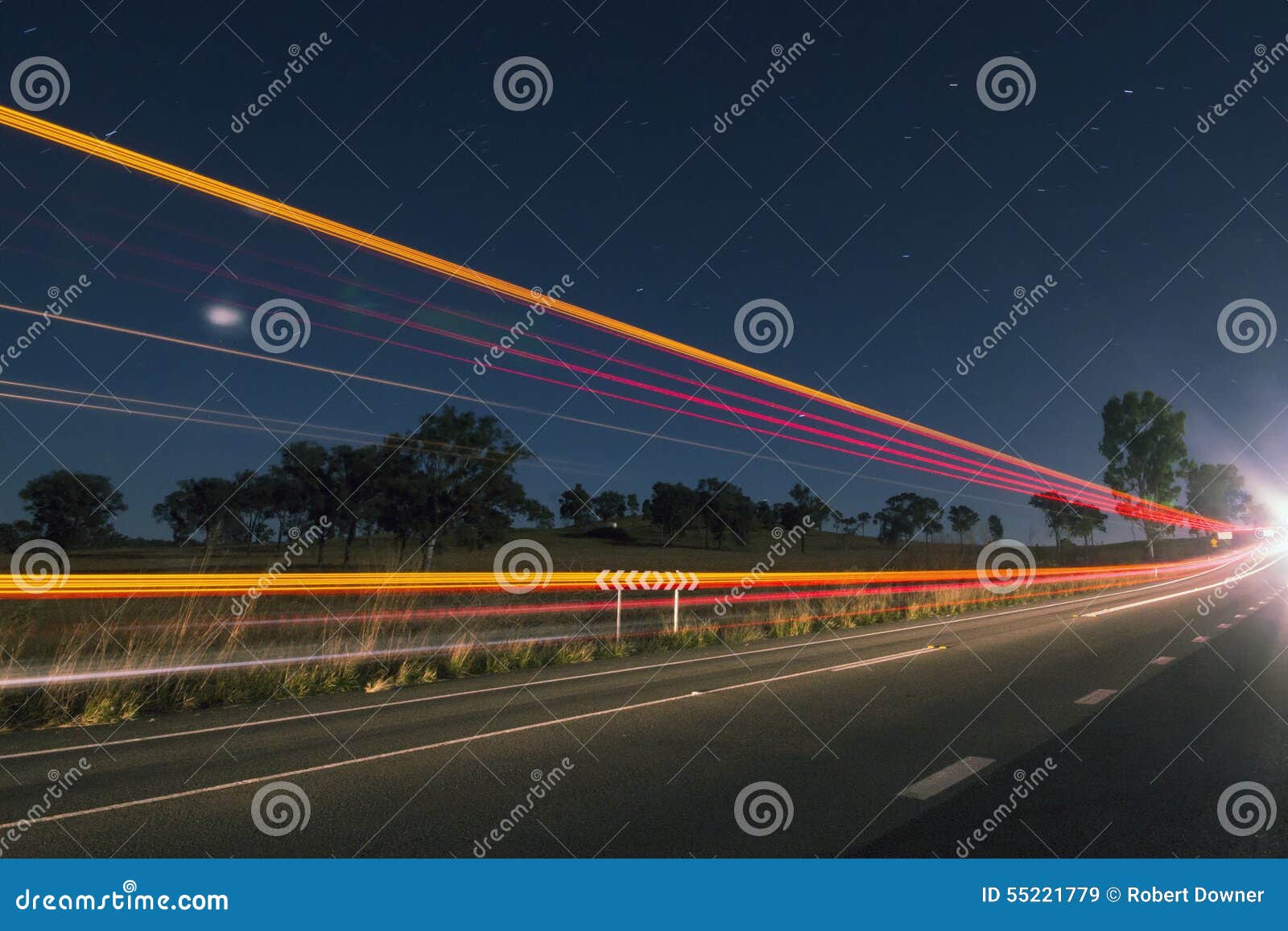 Light Trails at Night with Flare Stock Image - Image of movement, flare ...