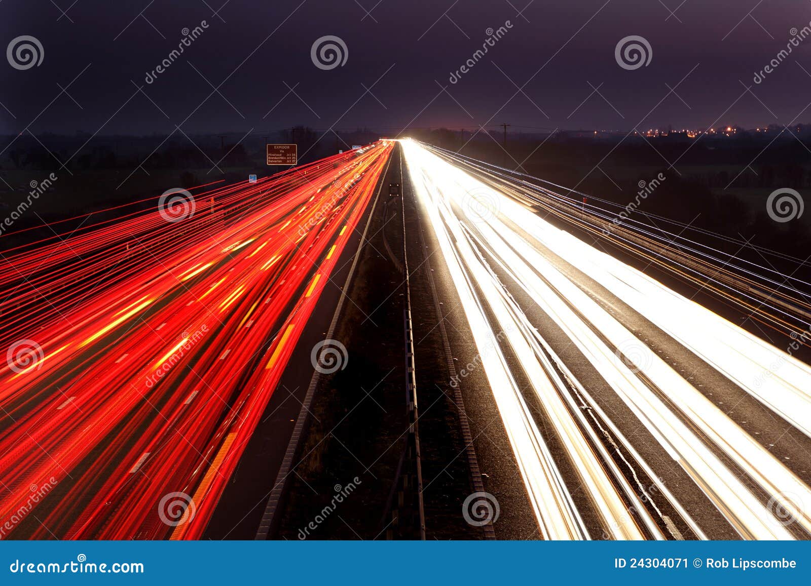 Light Trails Over a Motorway Stock Image - Image of dark, motorway ...