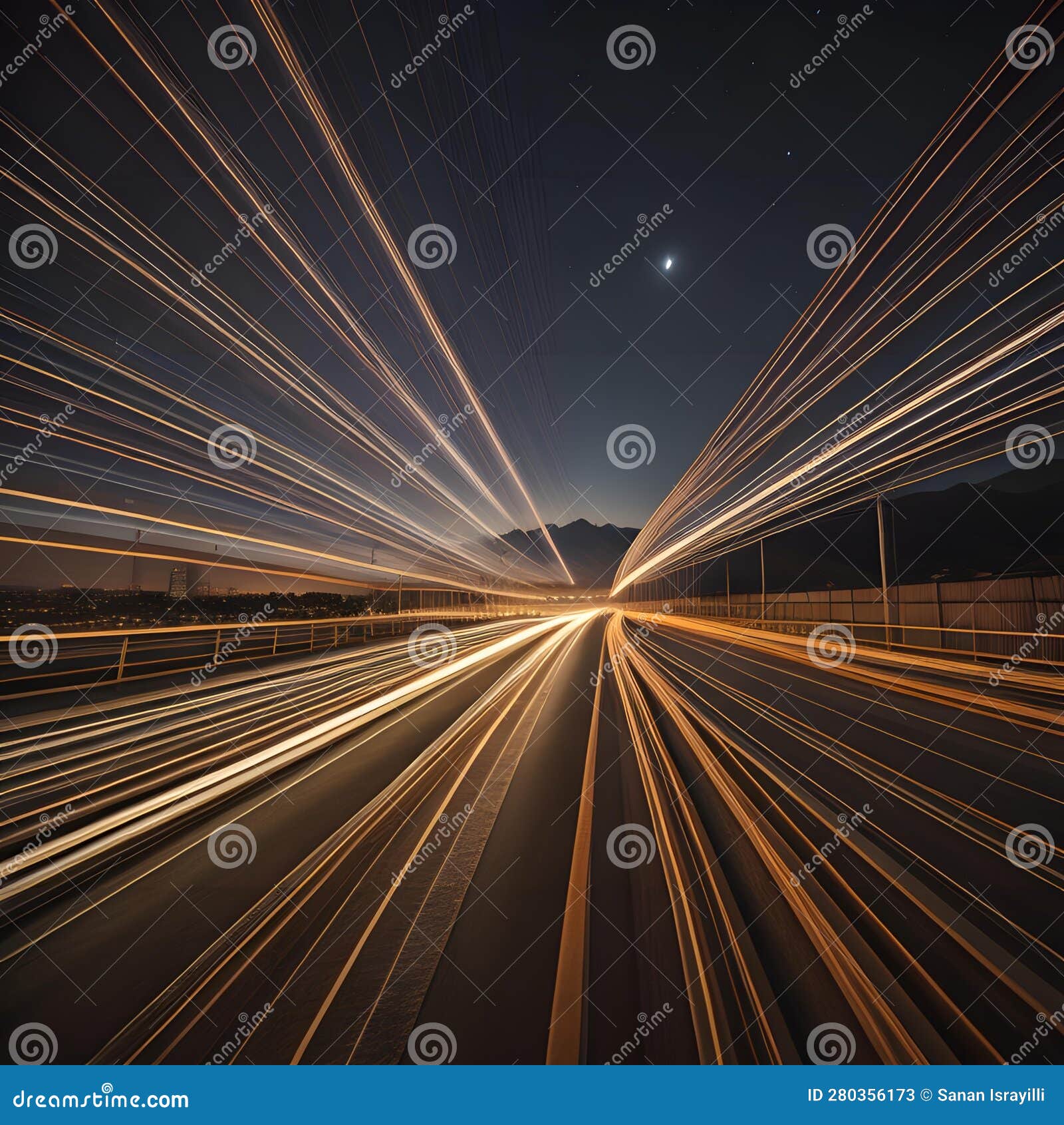 The Light Trails on the Road in the City at Night Time. Generative Ai ...