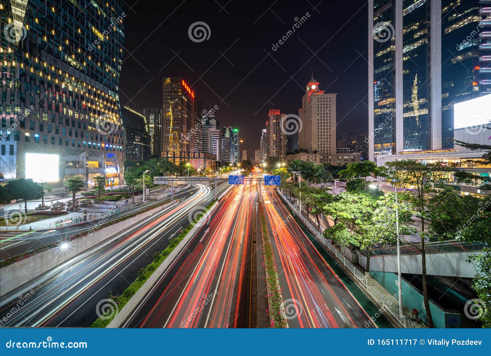 Light Trails on Rush Hour Traffic at Night Stock Image - Image of ...