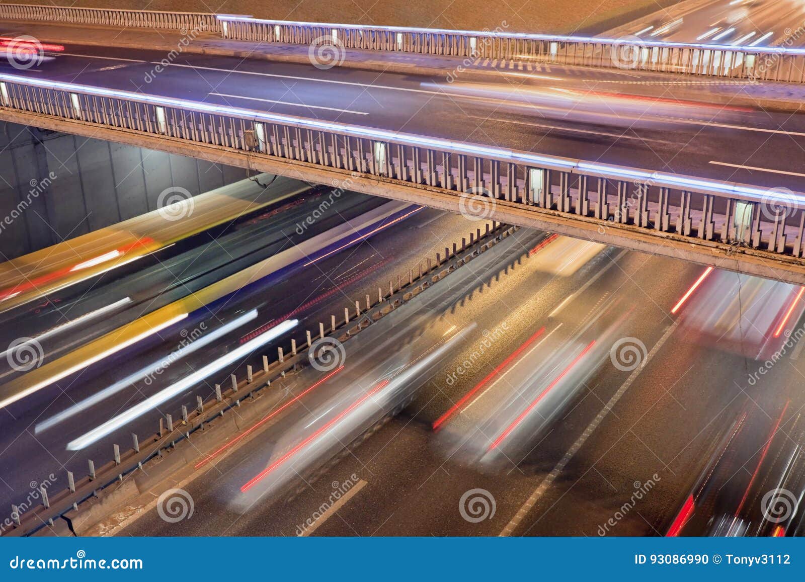 Light Trails of Rushing Traffic in Beijing at Night Stock Photo - Image ...