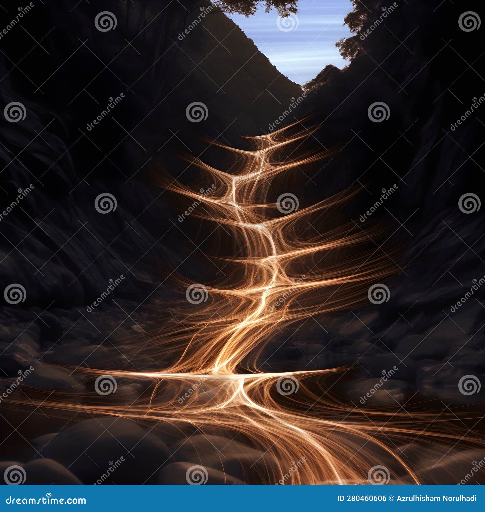 Light Trails on the Slope stock illustration. Illustration of sunlight ...