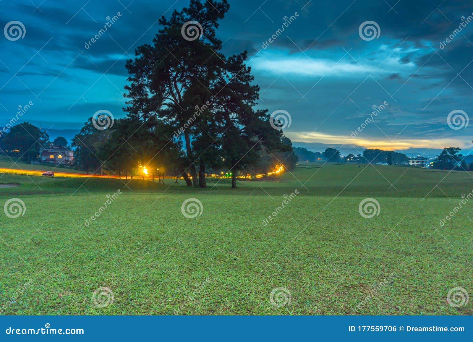 Light Trails with Sunset at the Background at Golf Course Shillong ...