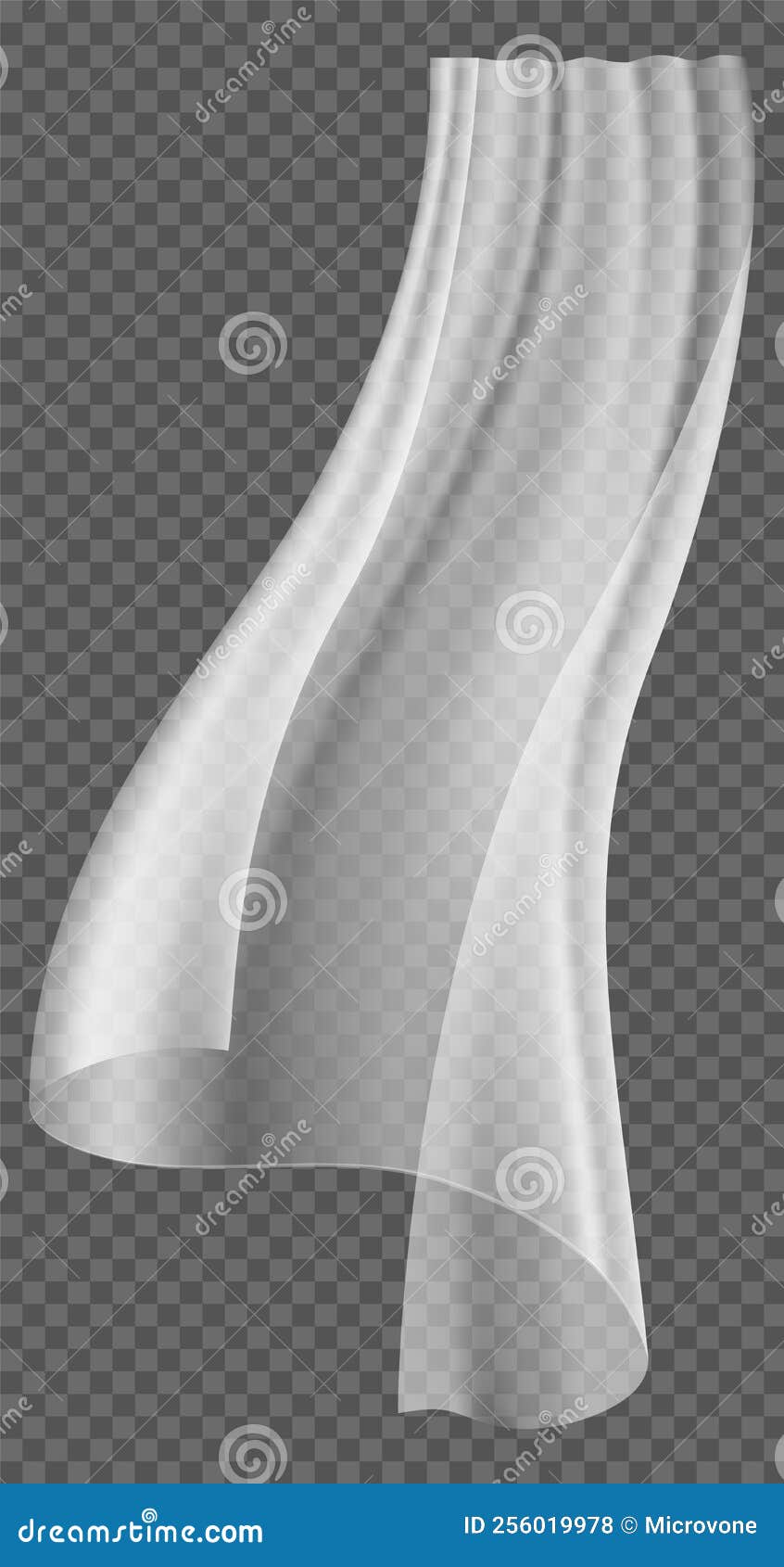 Light Transparent Curtain. Realistic Wind Waving Drapes Stock Vector ...