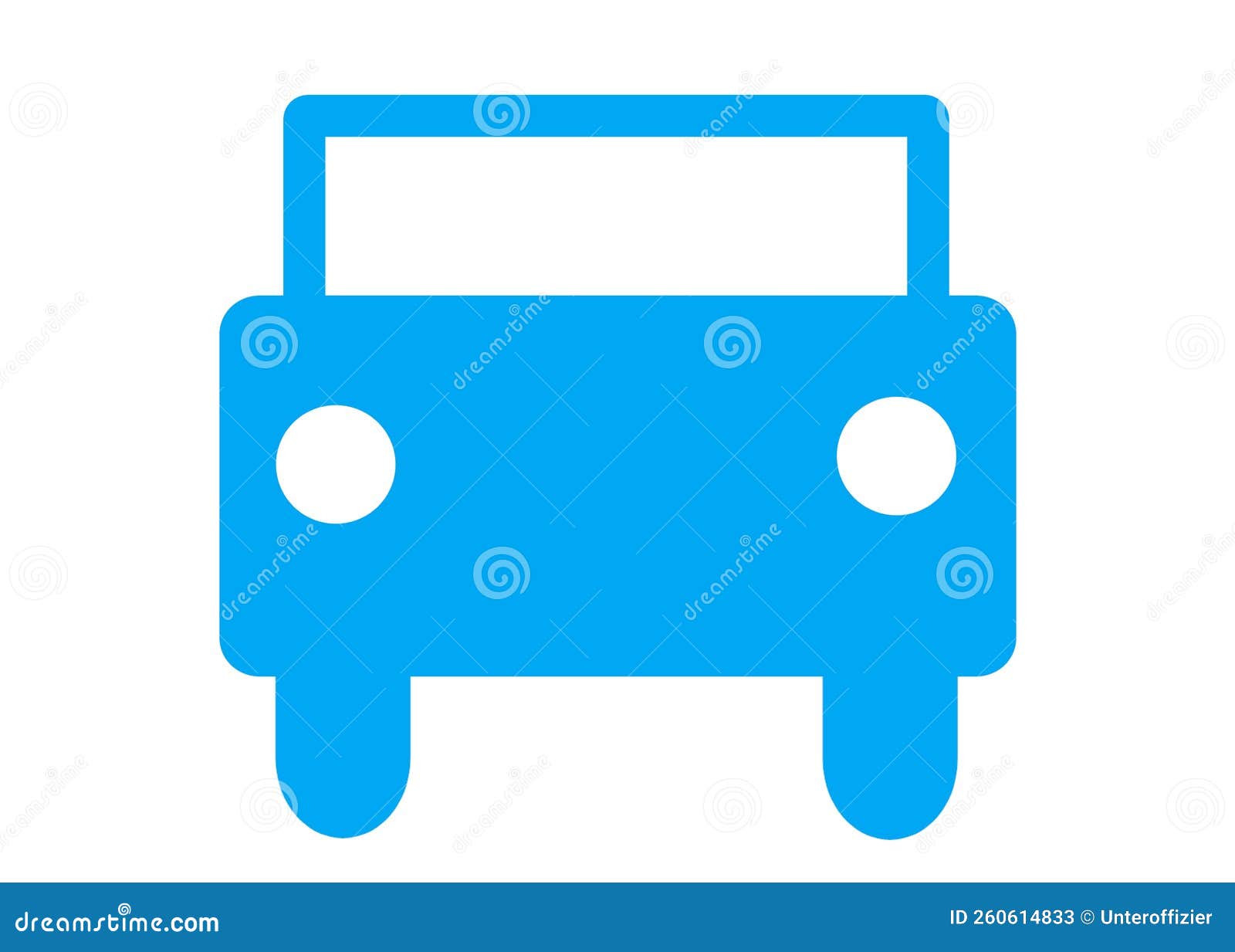 A Light Turquoise Blue Outline Symbol Shape of the Front of a Car or ...