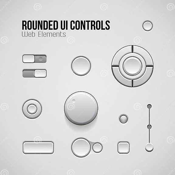 Light UI Controls Web Design Software Elements: Buttons, Switchers ...