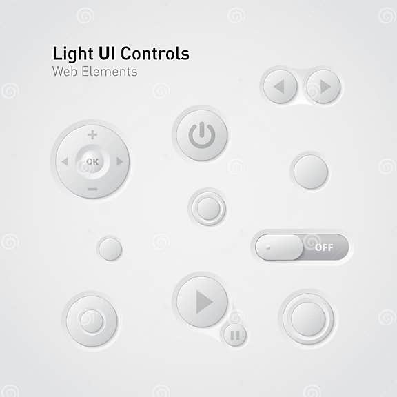 Light UI Controls Web Elements: Buttons, Switchers Stock Vector ...