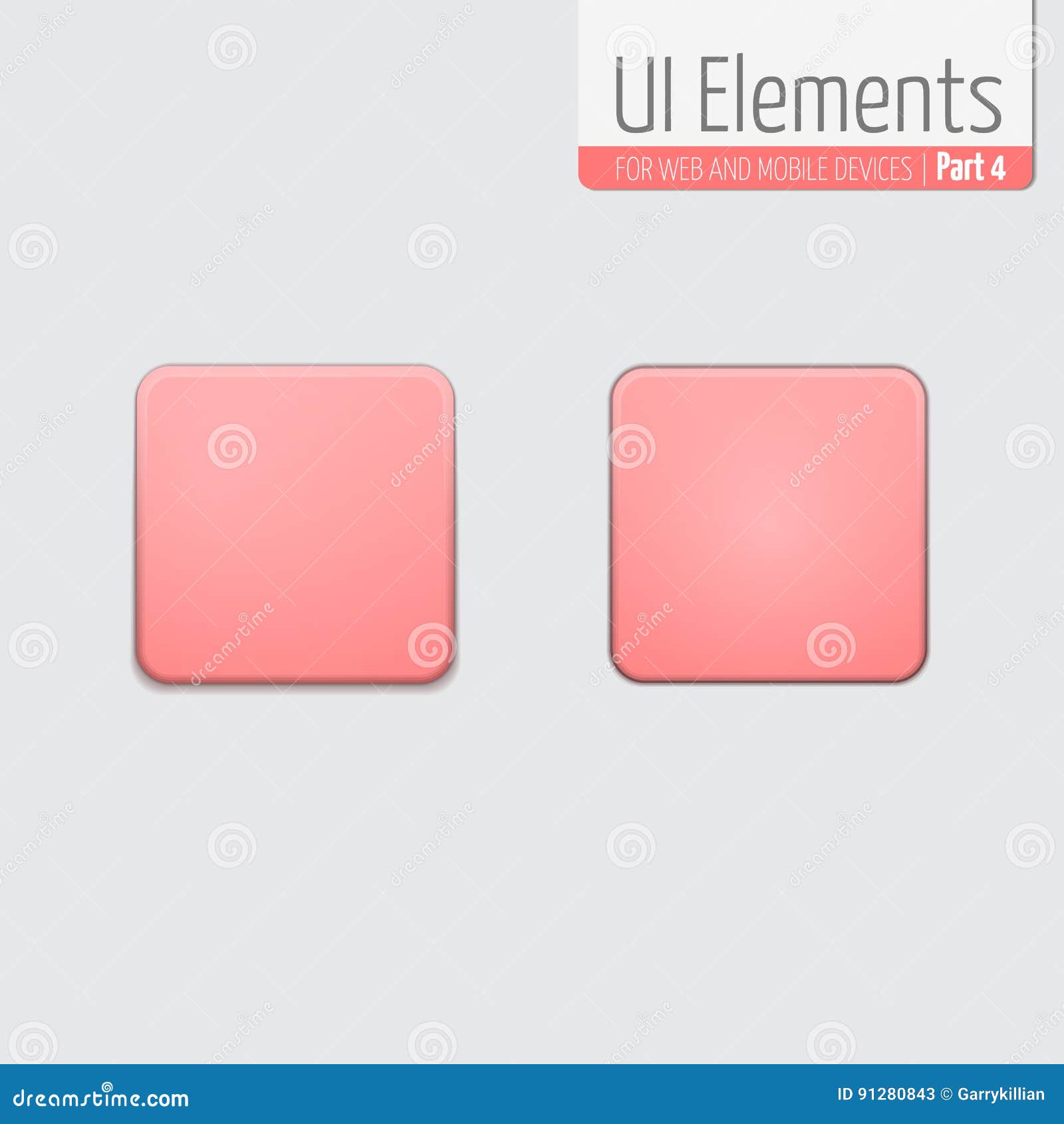 Light UI Elements Part 4: Square Button with Rounded Corners. UI Set ...