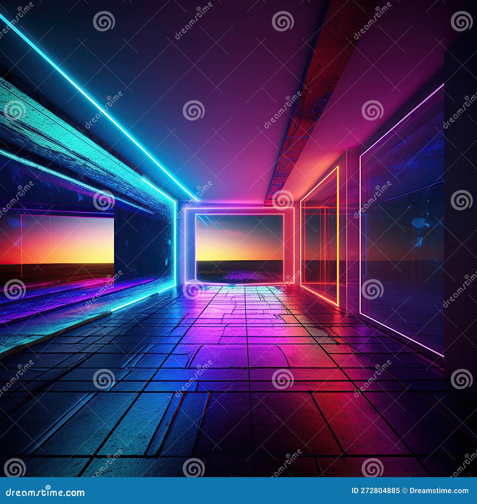 Light Underground Tunnel, Light Corridor, Neon Light - Created by ...