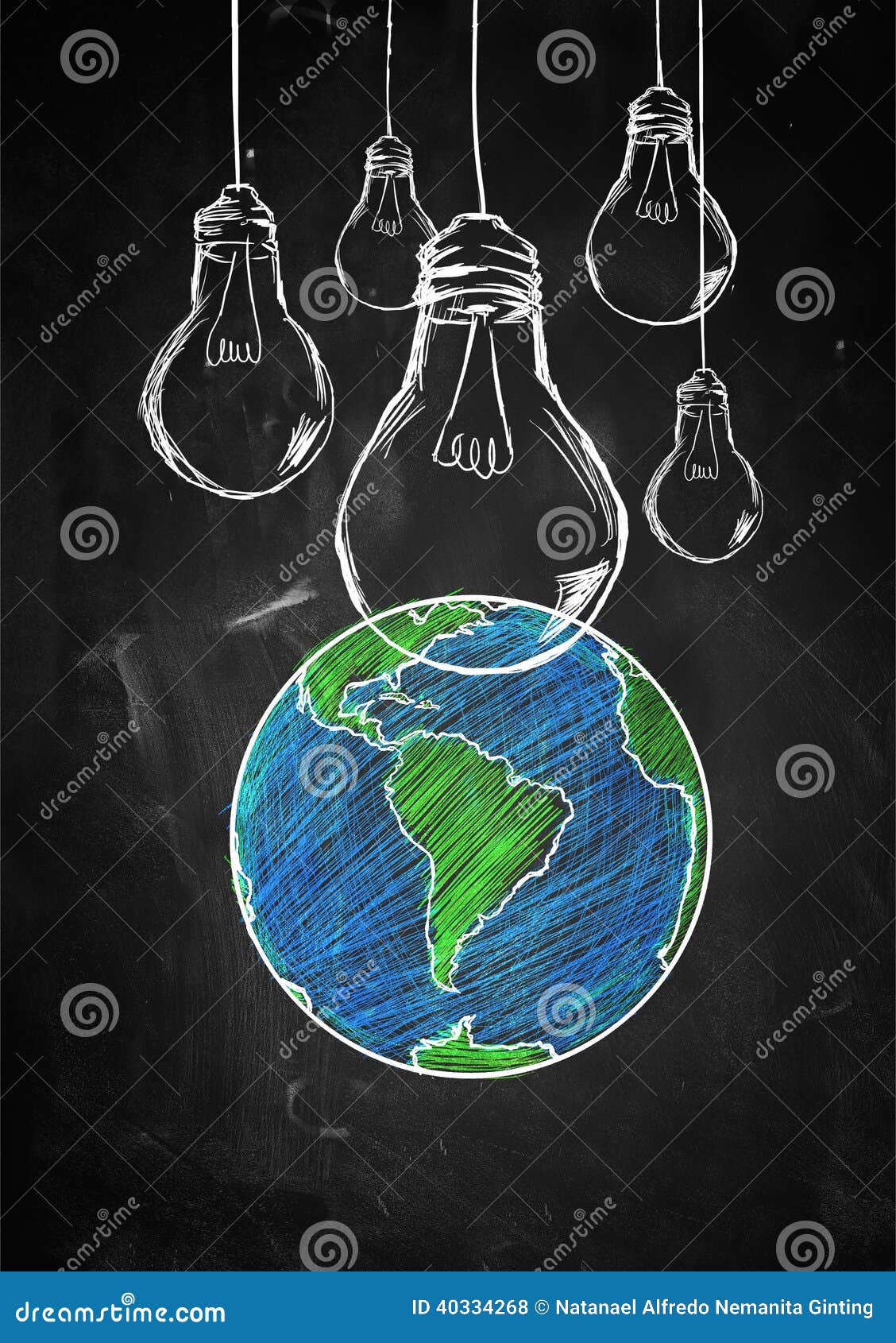 Light Up the World Sketch Blackboard Stock Illustration - Illustration ...