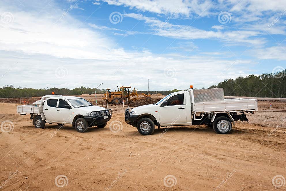 Light Utility Vehicles on Construction Site Stock Photo - Image of ...