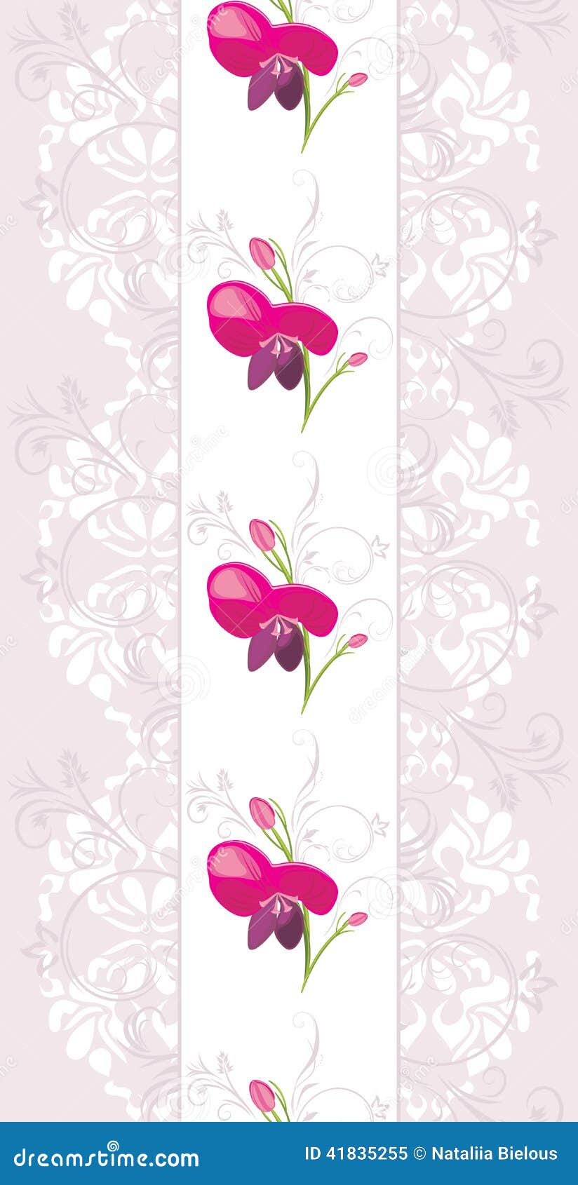 Light Violet Ornamental Border with Stylized Flowers Stock Vector ...