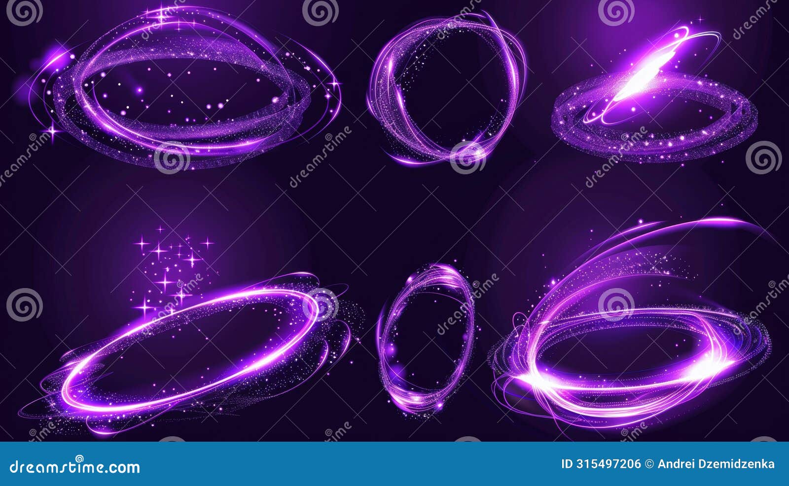 Light Vortex Effects Isolated on Black Background. Modern Illustration ...