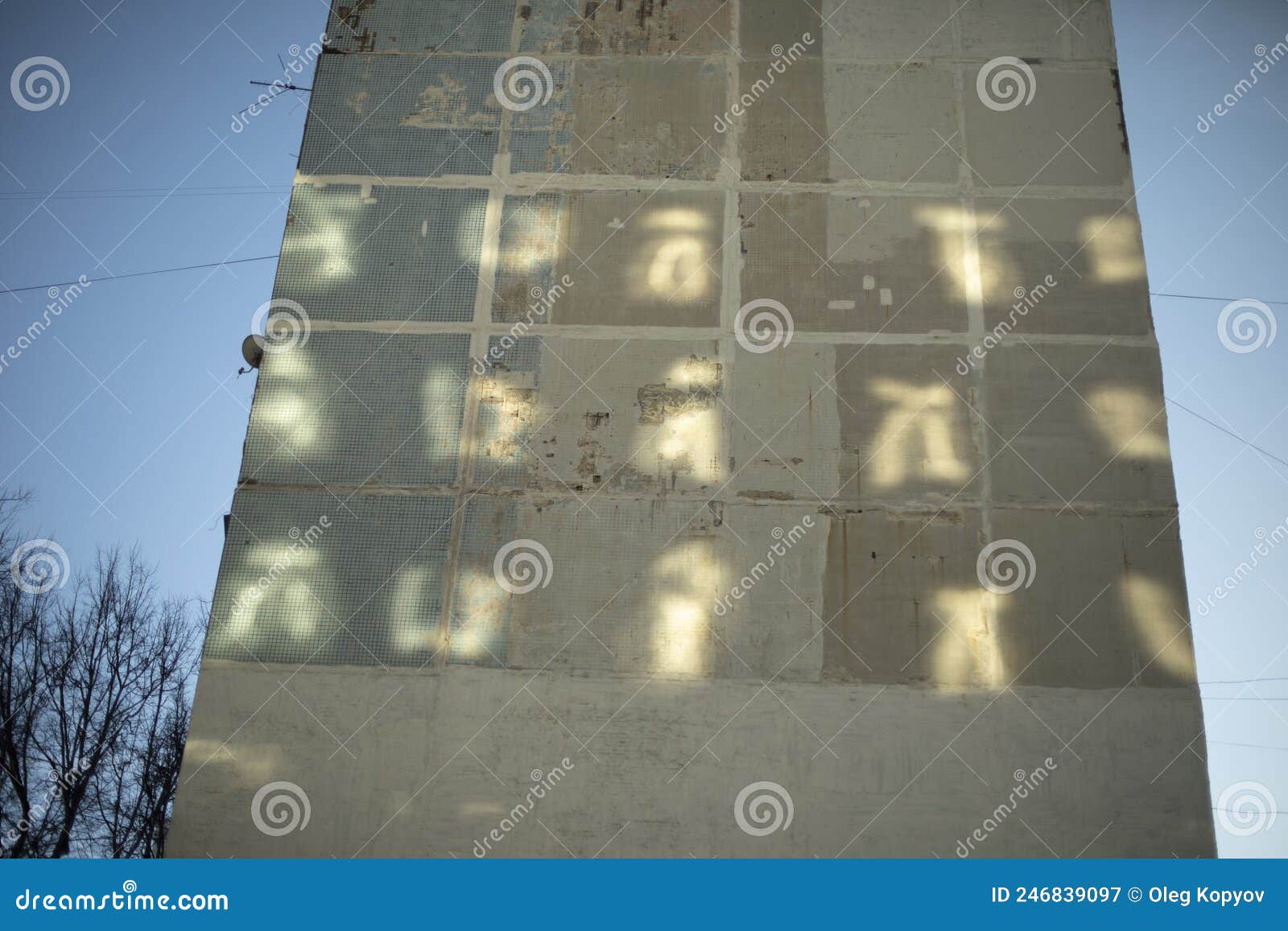 Light on Wall of House. Reflection from Windows on Wall Stock Image ...