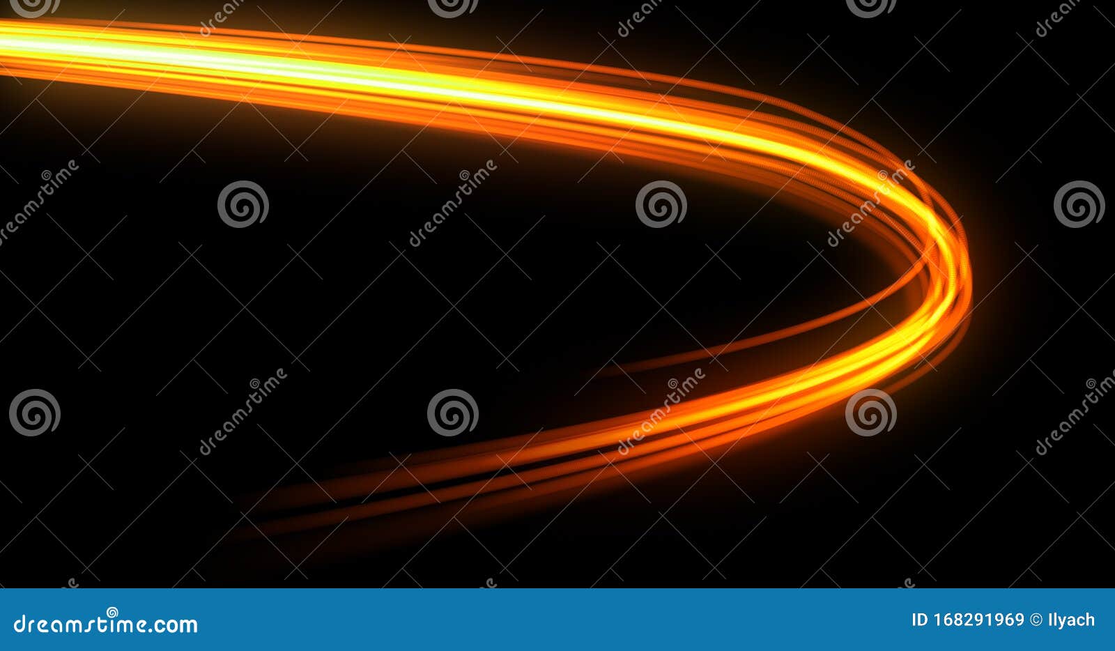 Light Wave Trail Path, Orange Yellow Neon Glowing Flash Curve with Spin ...